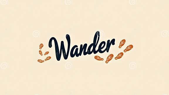 Playful Wander Script with Footprints Evoking Adventure Stock Illustration - Illustration of ...