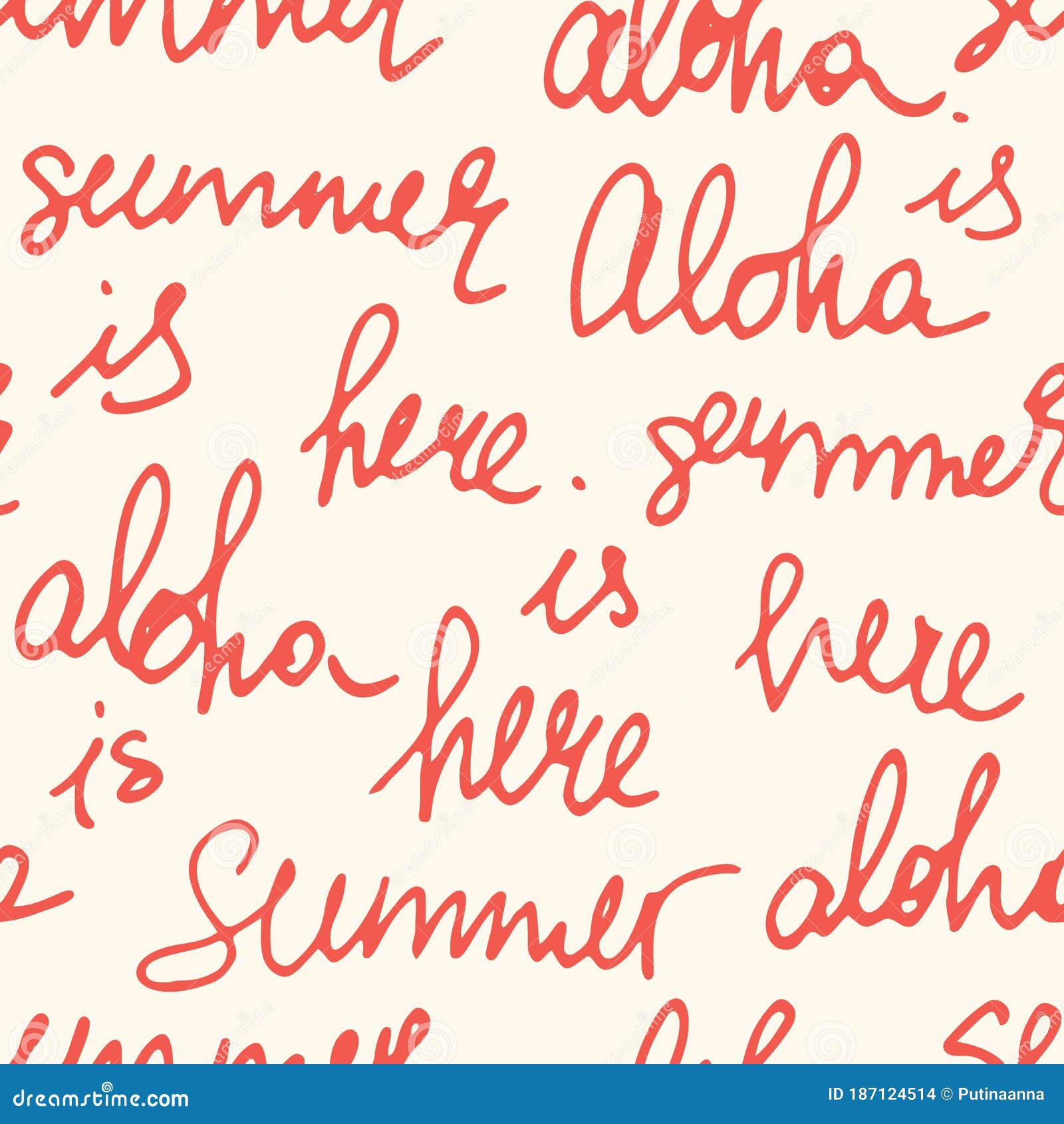 Playful White and Red Lettering Vector Seamless Pattern with Hand ...