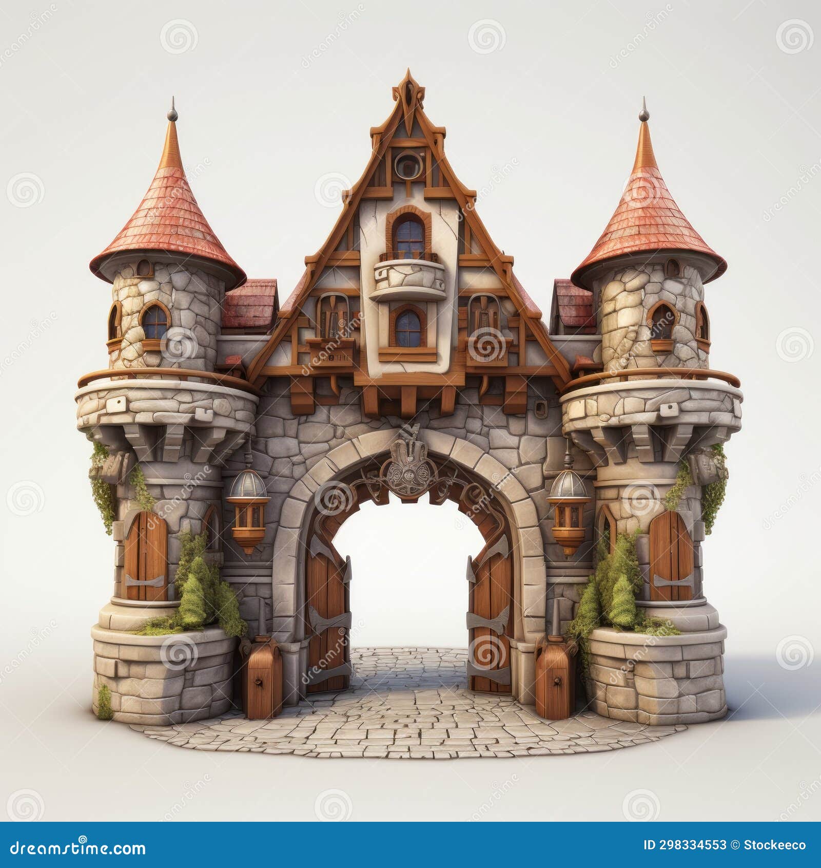 Playfully Intricate Small Castle Gate 3d Model Stock Illustration ...
