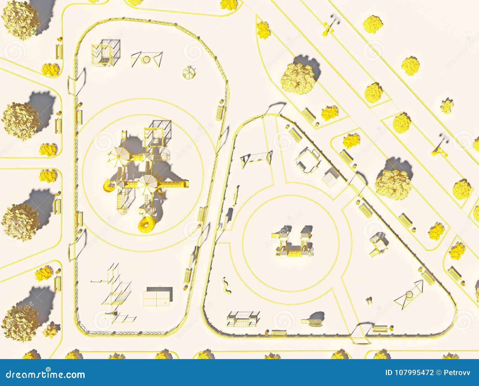 Playground Area Stylized in Outline Stock Illustration - Illustration ...