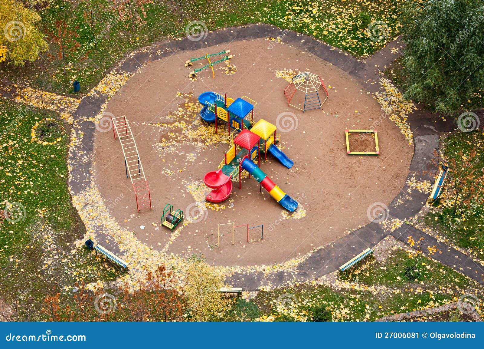 Playground in Autumn Top View Stock Image - Image of leaves, september ...