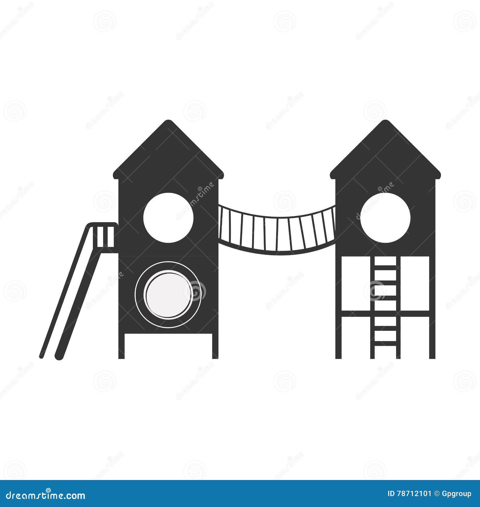 Playground with Bridge and Stairs Stock Vector - Illustration of slider ...
