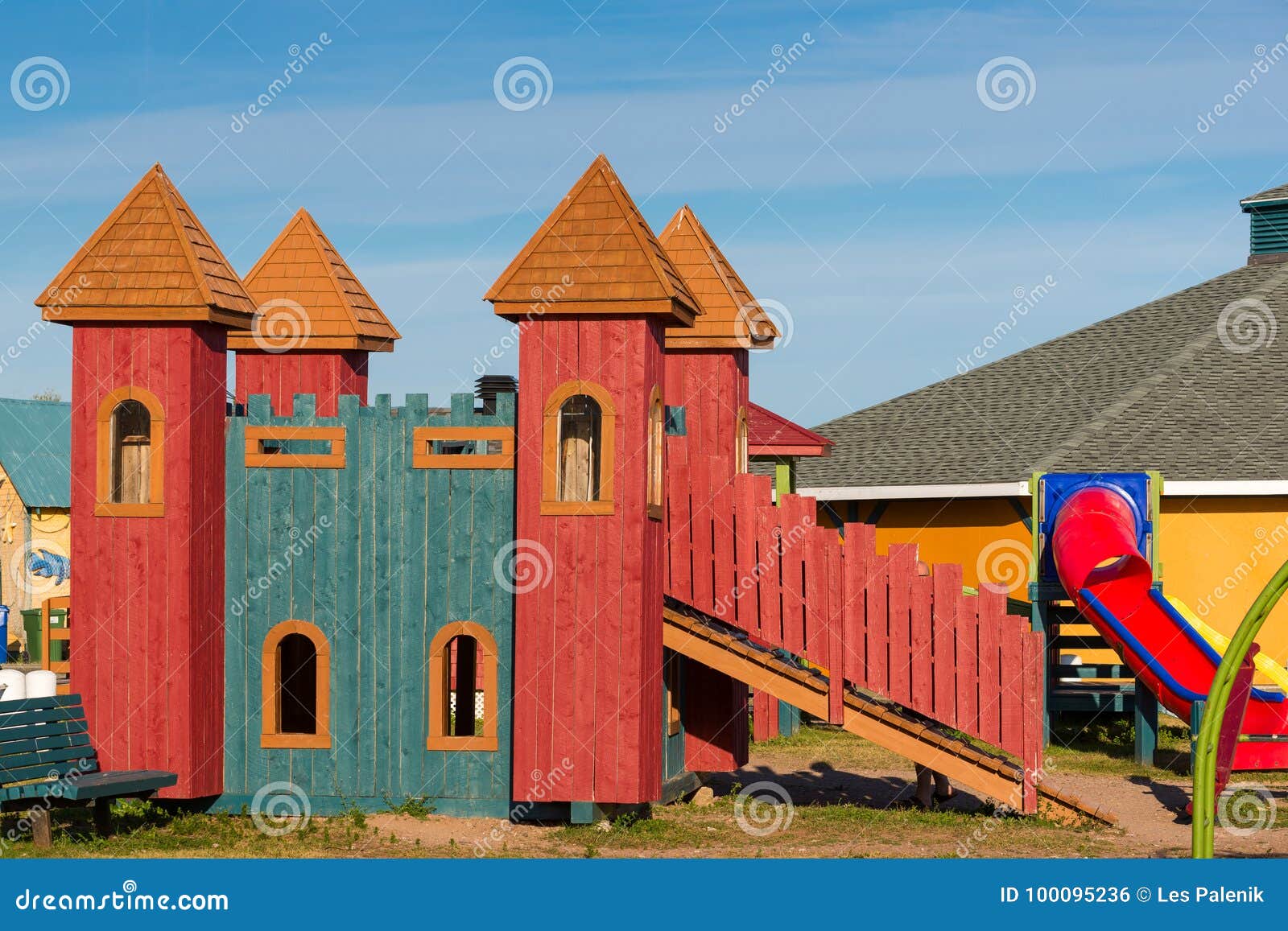 Playground with a castle stock photo. Image of colors - 100095236