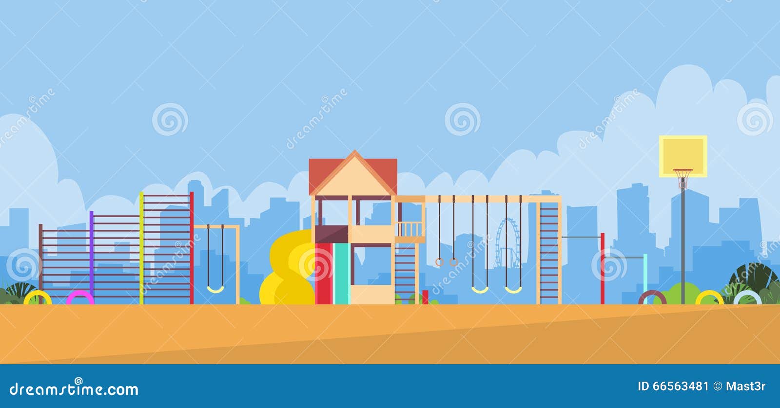 Playground for Children Empty Outdoor Stock Vector - Illustration of ...