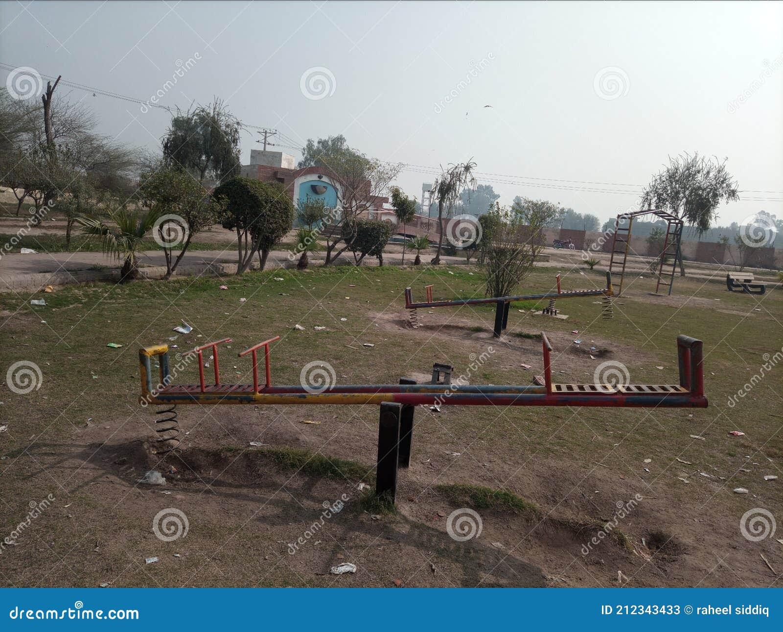Playground for Children Looks Dirty and Filthy. Stock Image - Image of ...