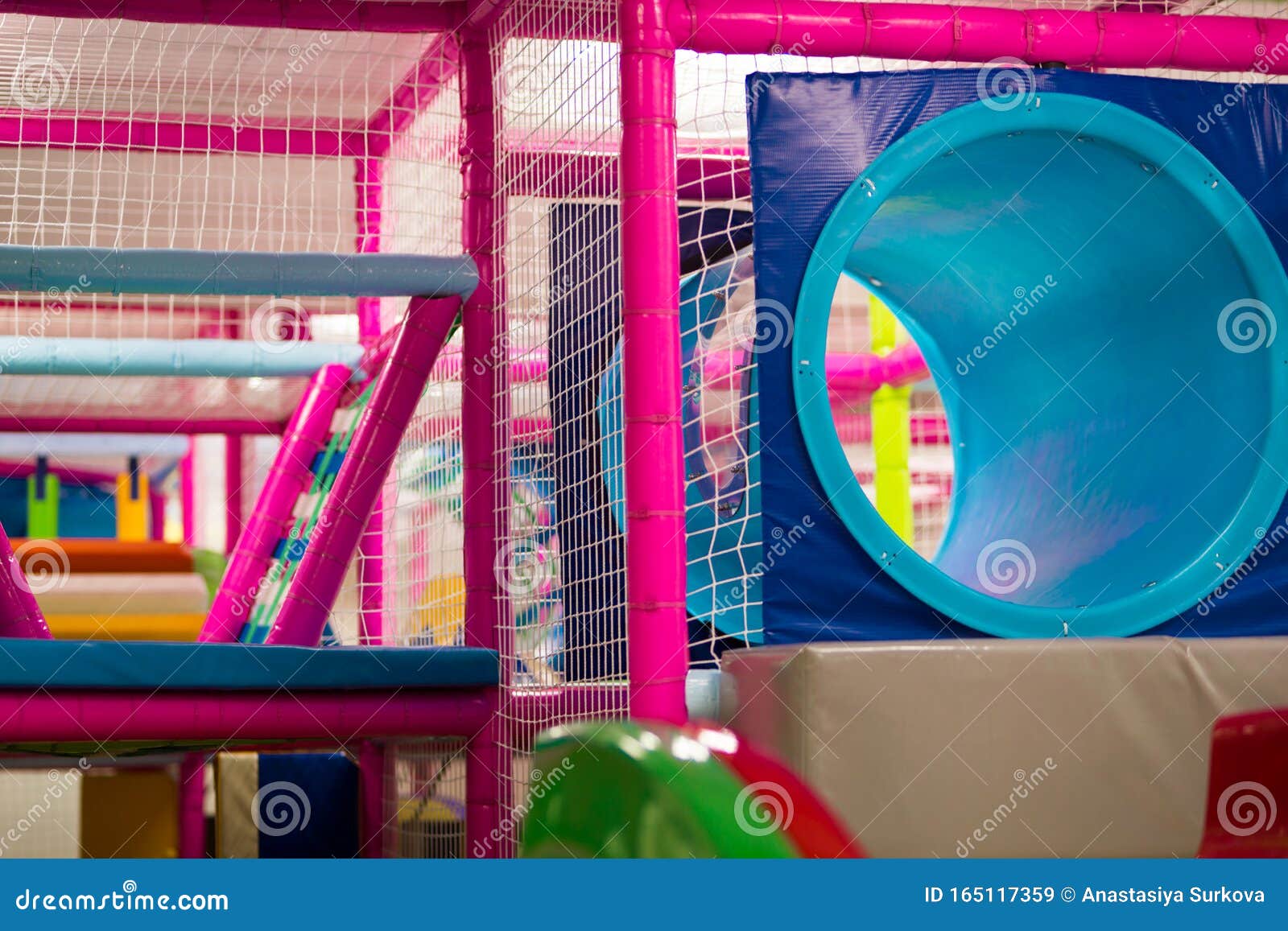 Playground for Children in the Room. Grids, Slides, Labyrinths Bright ...