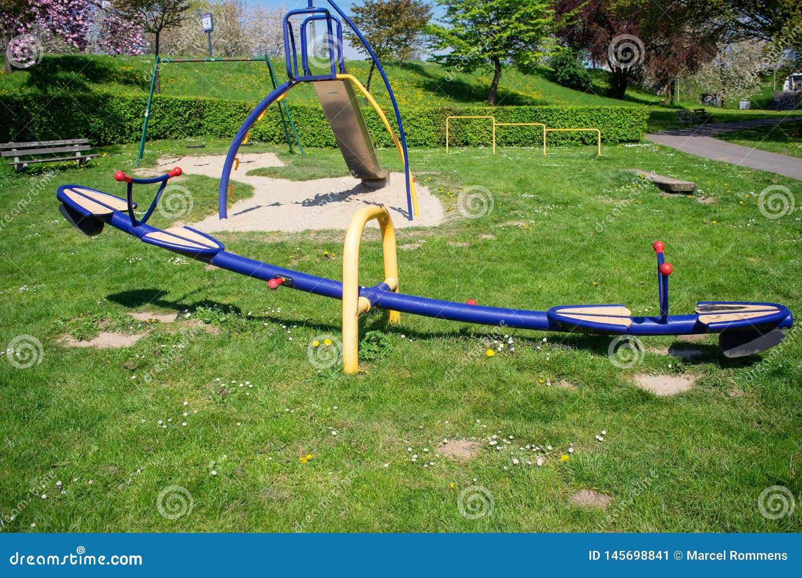 Playground for Children, Seesaw Stock Image - Image of recreation ...