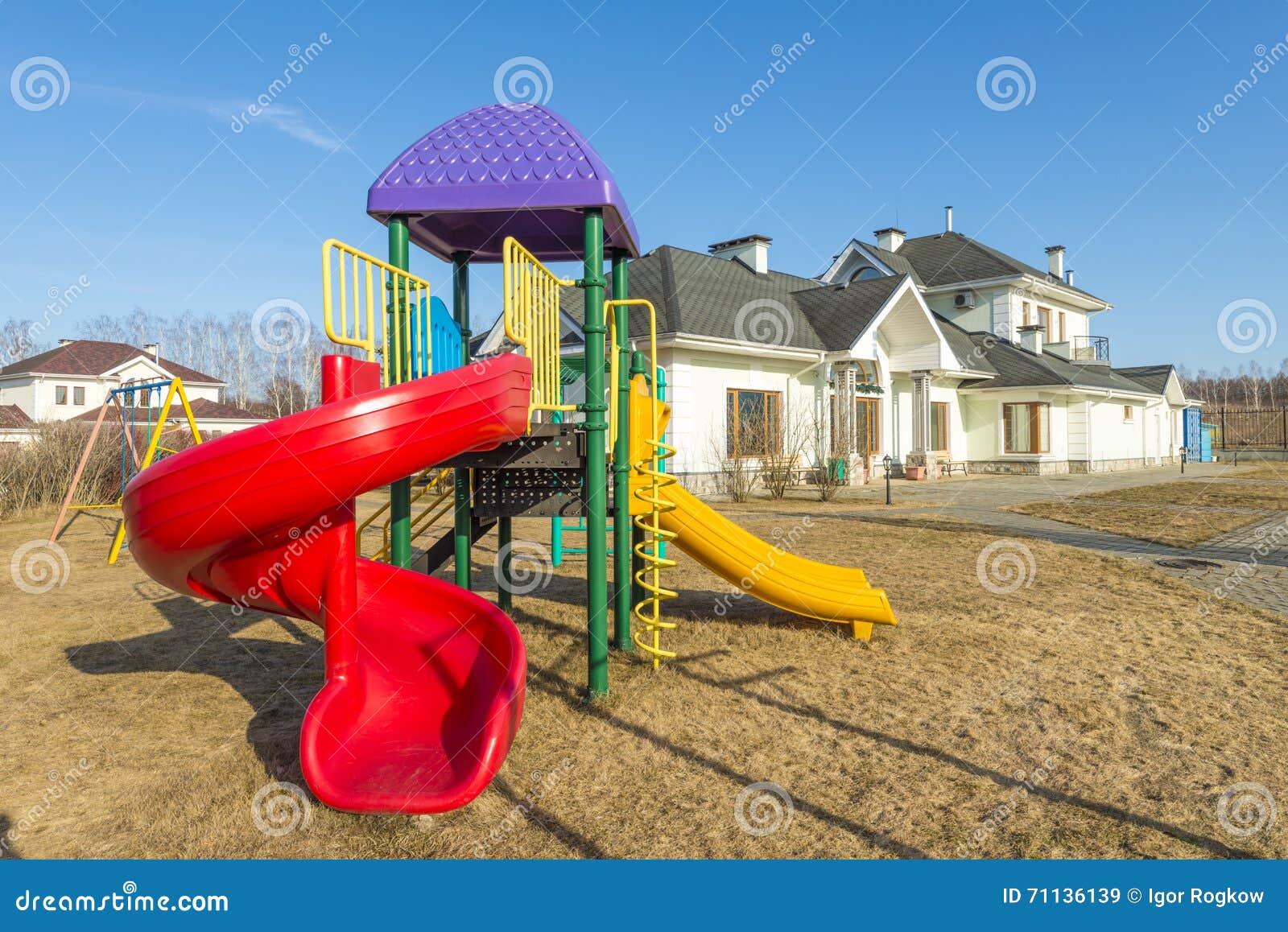 Playground on a Clear Sunny Spring Day Stock Image - Image of colorful ...