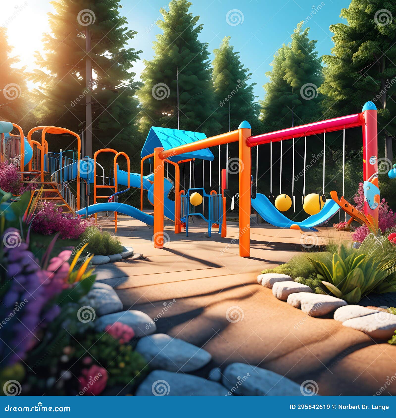 Playground, AI-Generatet stock illustration. Illustration of colorful ...