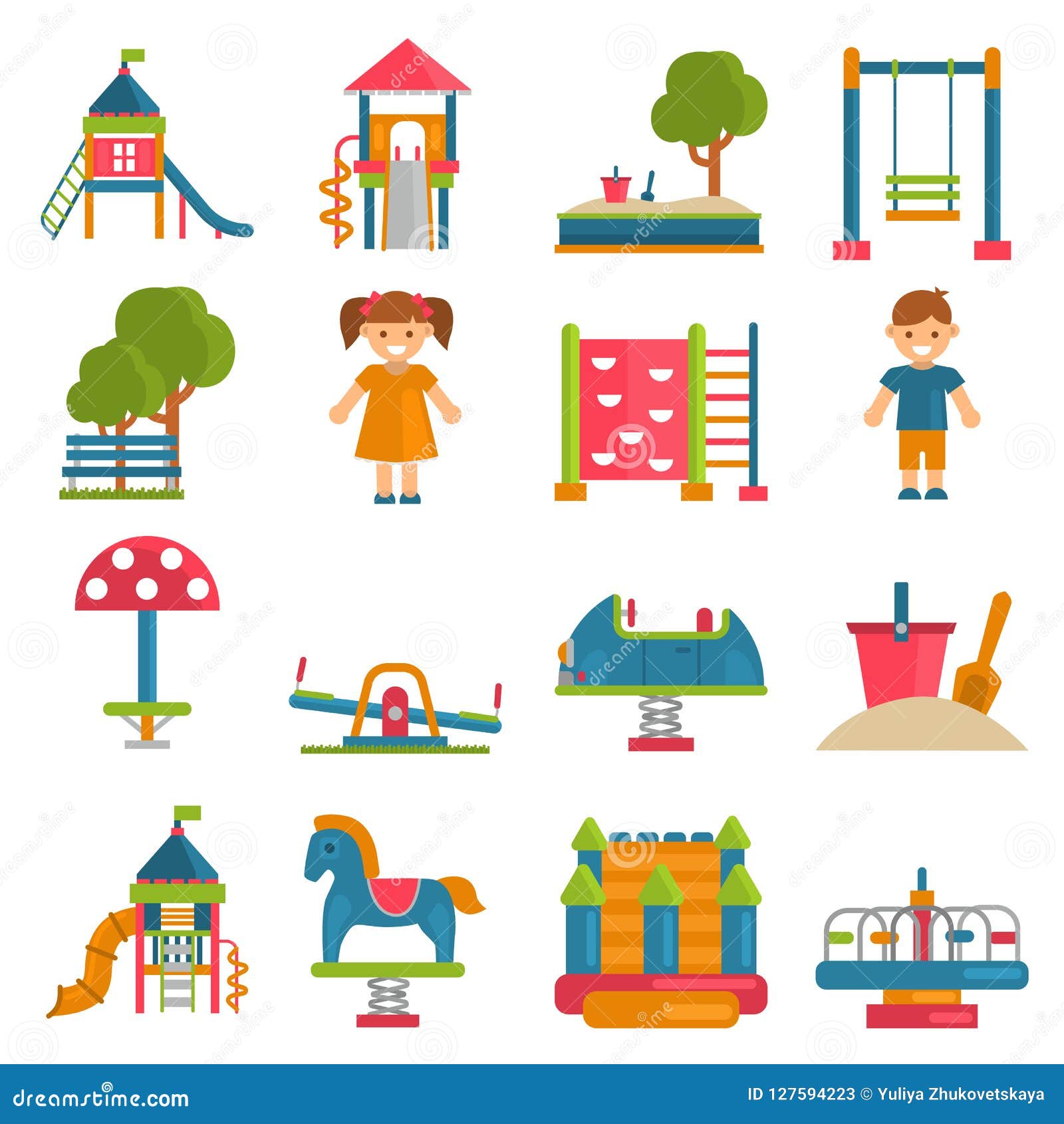 Playground Color Flat Icons Set for Web and Mobile Design Stock ...