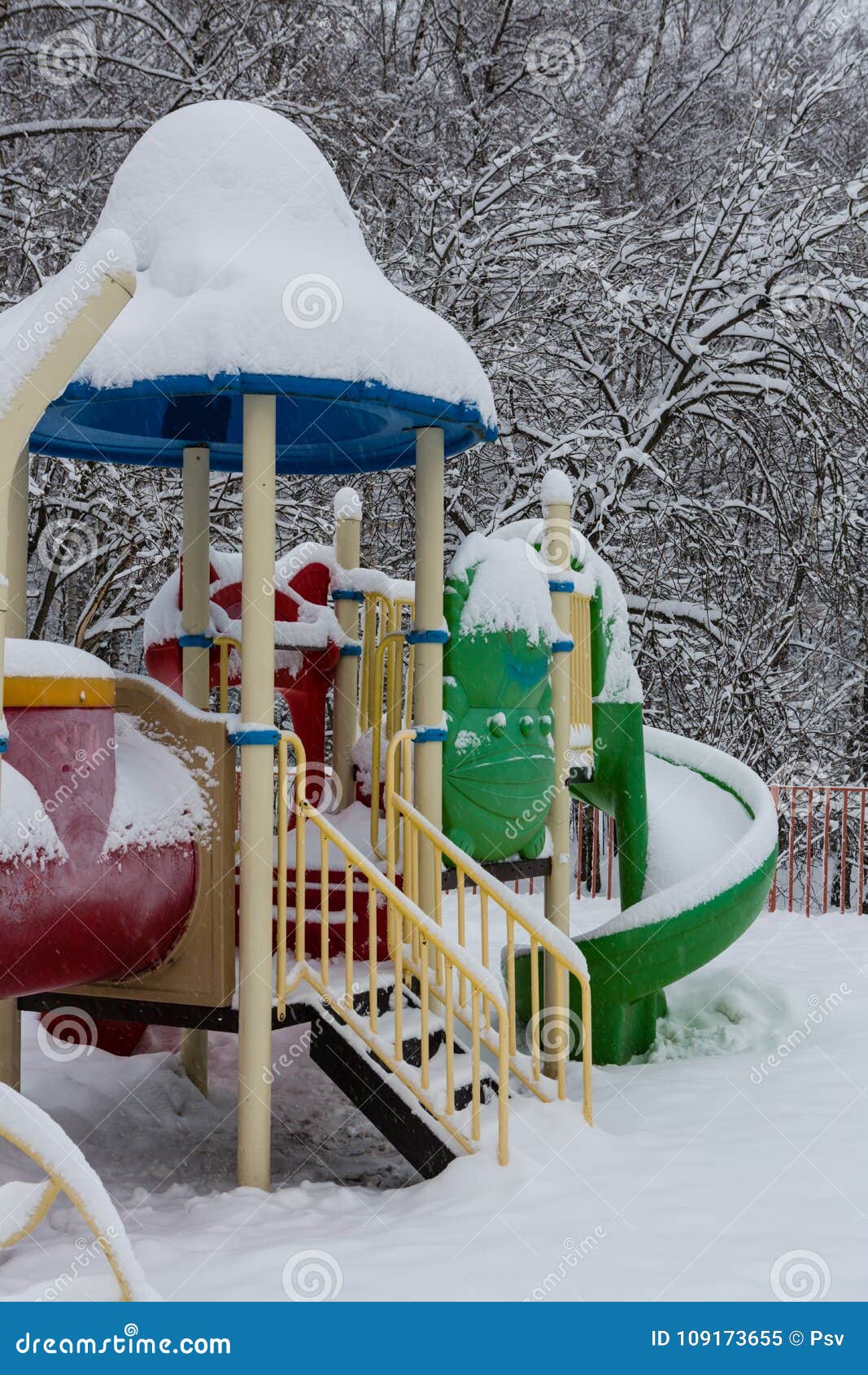 Playground Covered with Snow Stock Image - Image of cold, activity ...