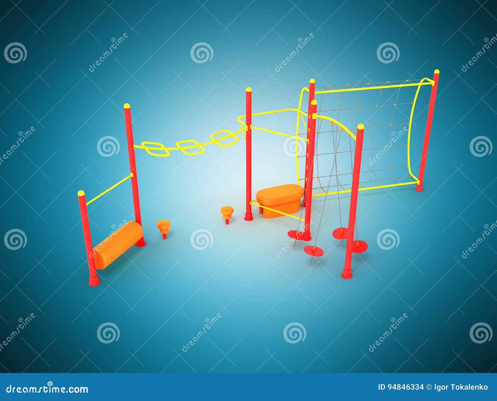 Playground 3d Render on Blue Background Stock Illustration ...