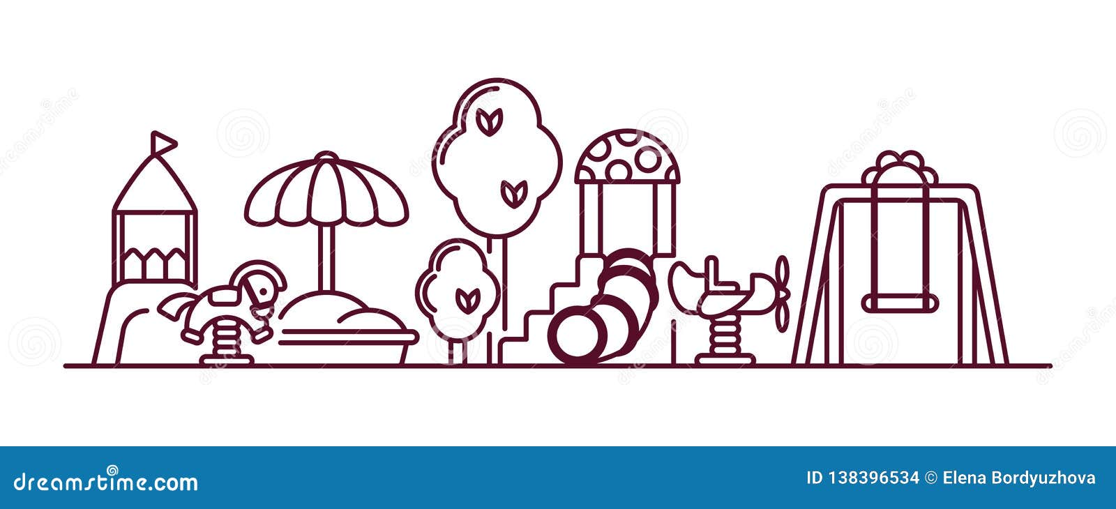 Playground Equipment Concept with Simple Linear Elements Stock Vector ...