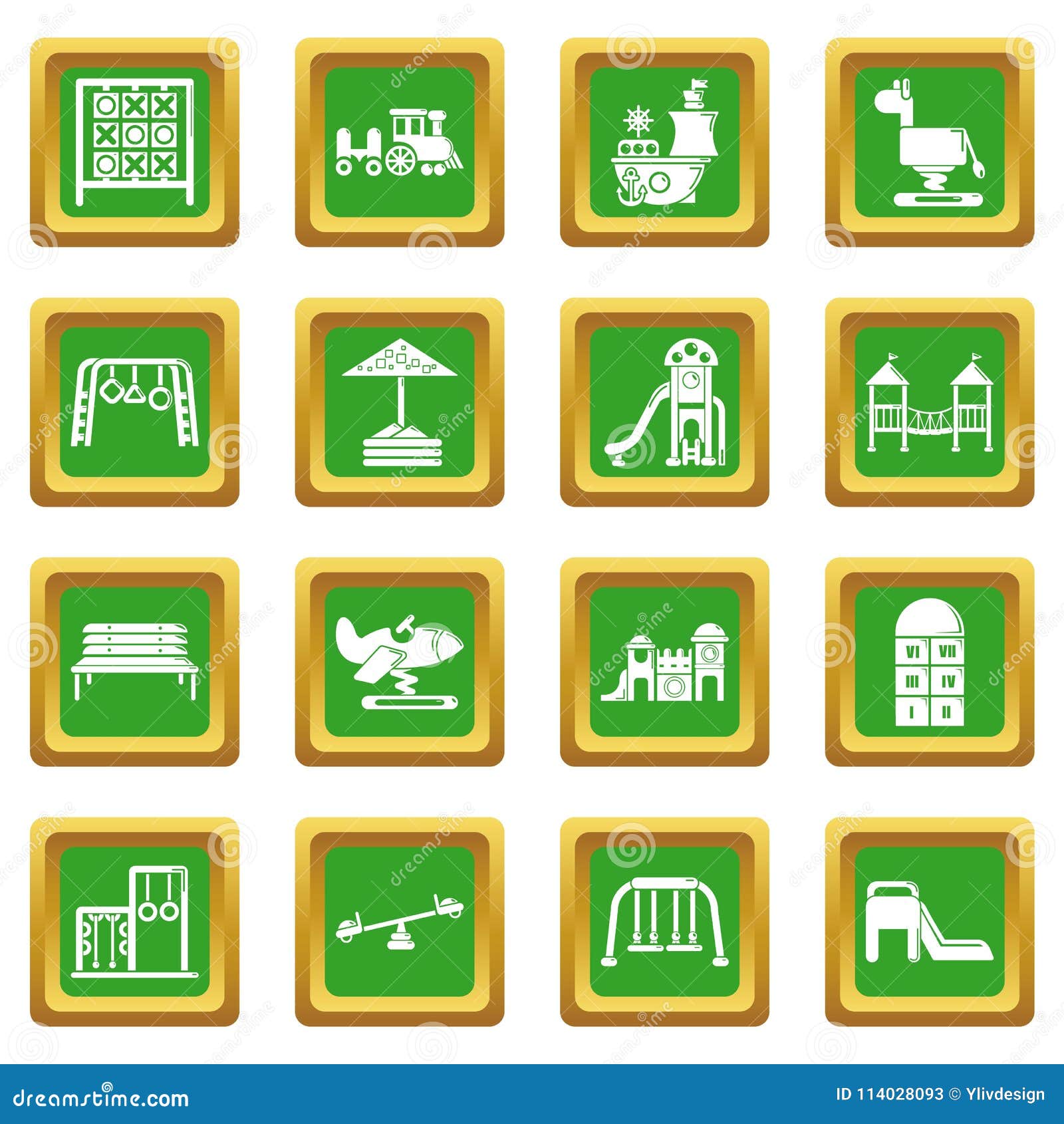 Playground Equipment Icons Set Green Square Vector Stock Vector ... Playground Equipment Icons Set Green Square Vector Stock Vector ...