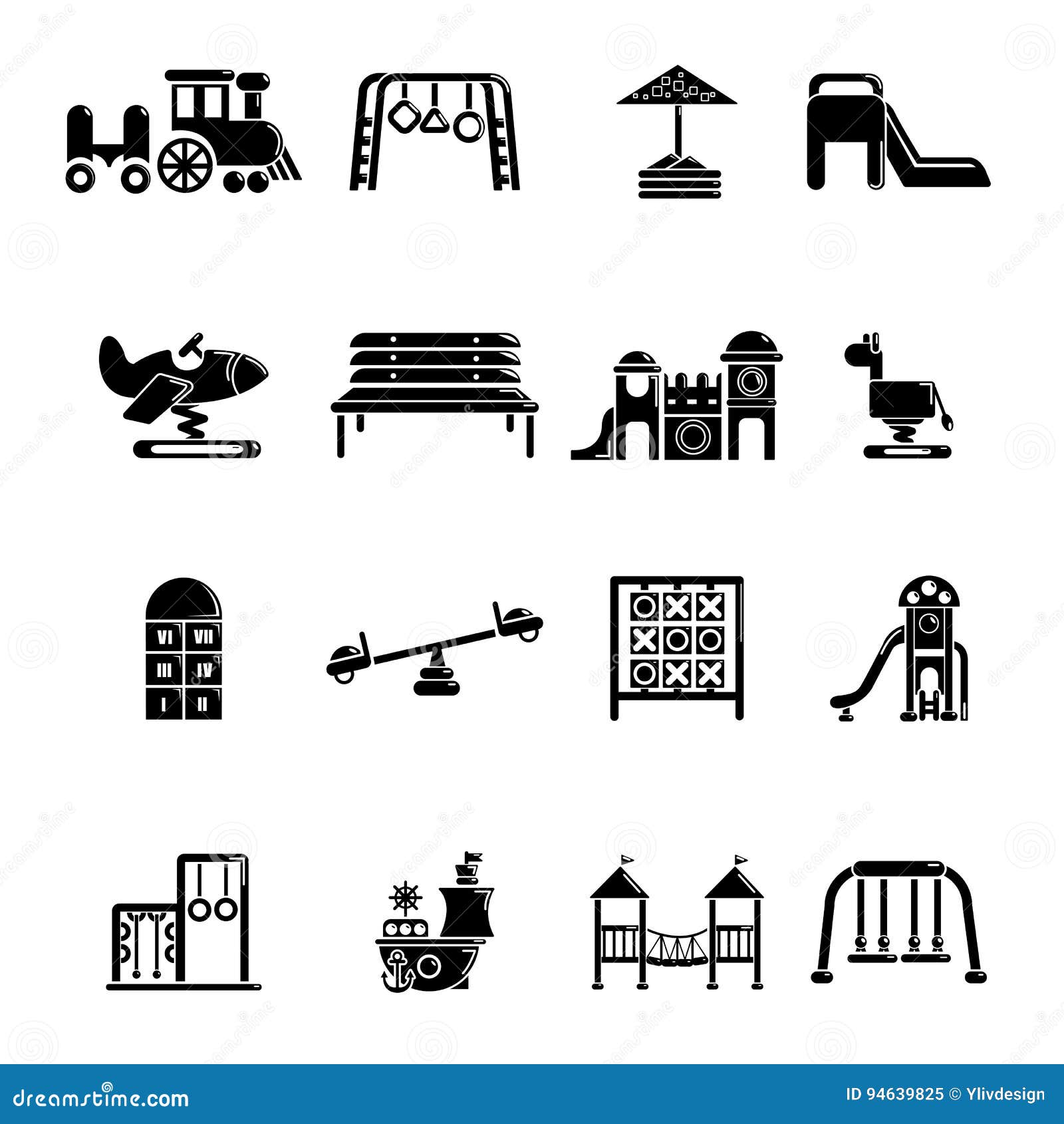 Playground Equipment Icons Set, Simple Style Stock Vector ...