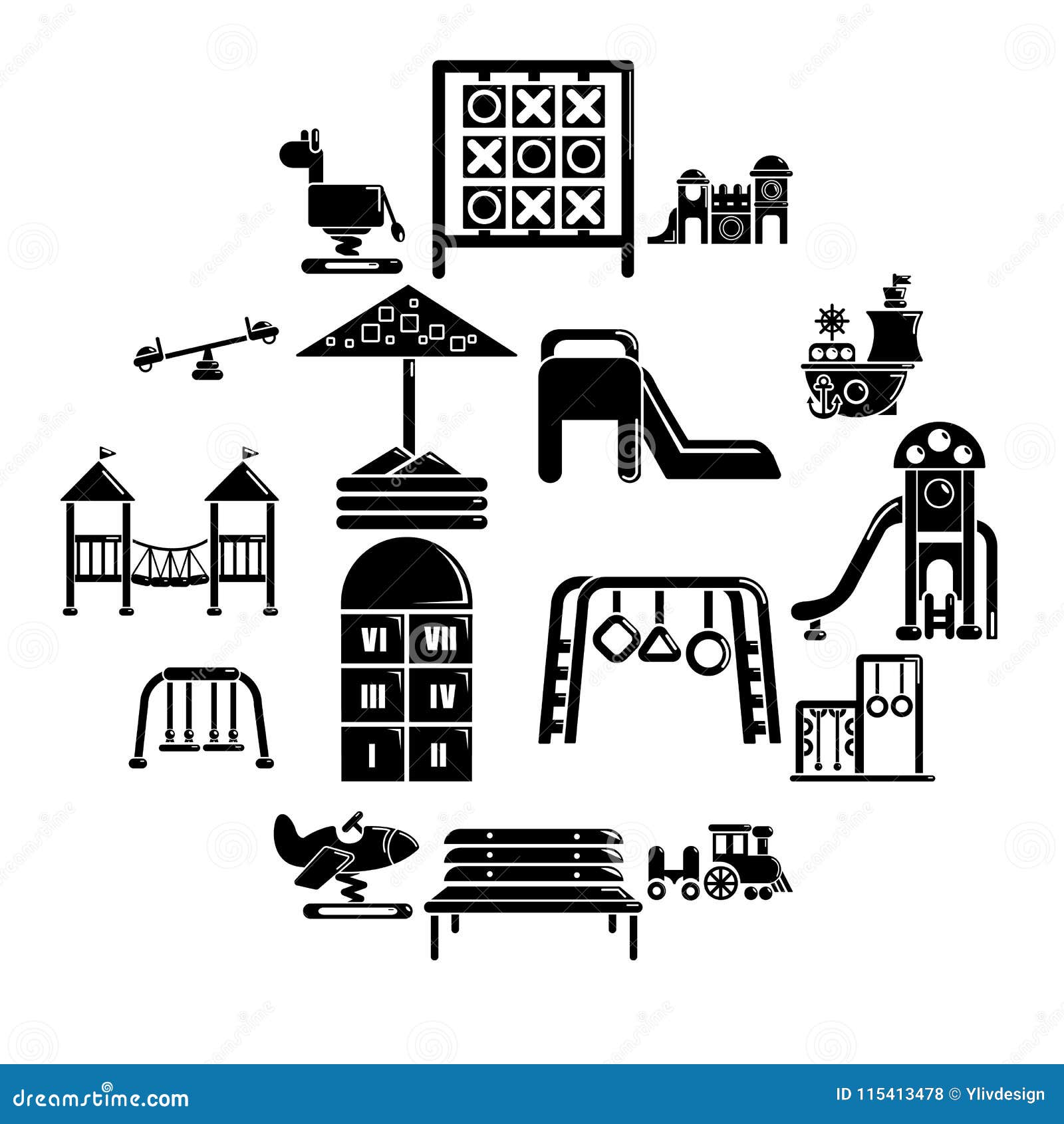 Playground Equipment Icons Set, Simple Style Stock Vector ... Playground Equipment Icons Set, Simple Style Stock Vector ...