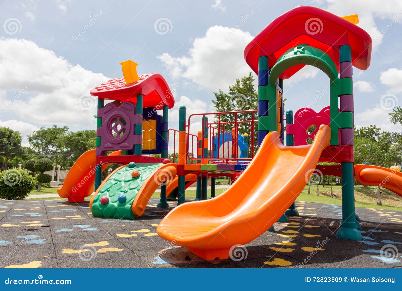 Playground Equipment in the Park Stock Image - Image of jungle, park ...
