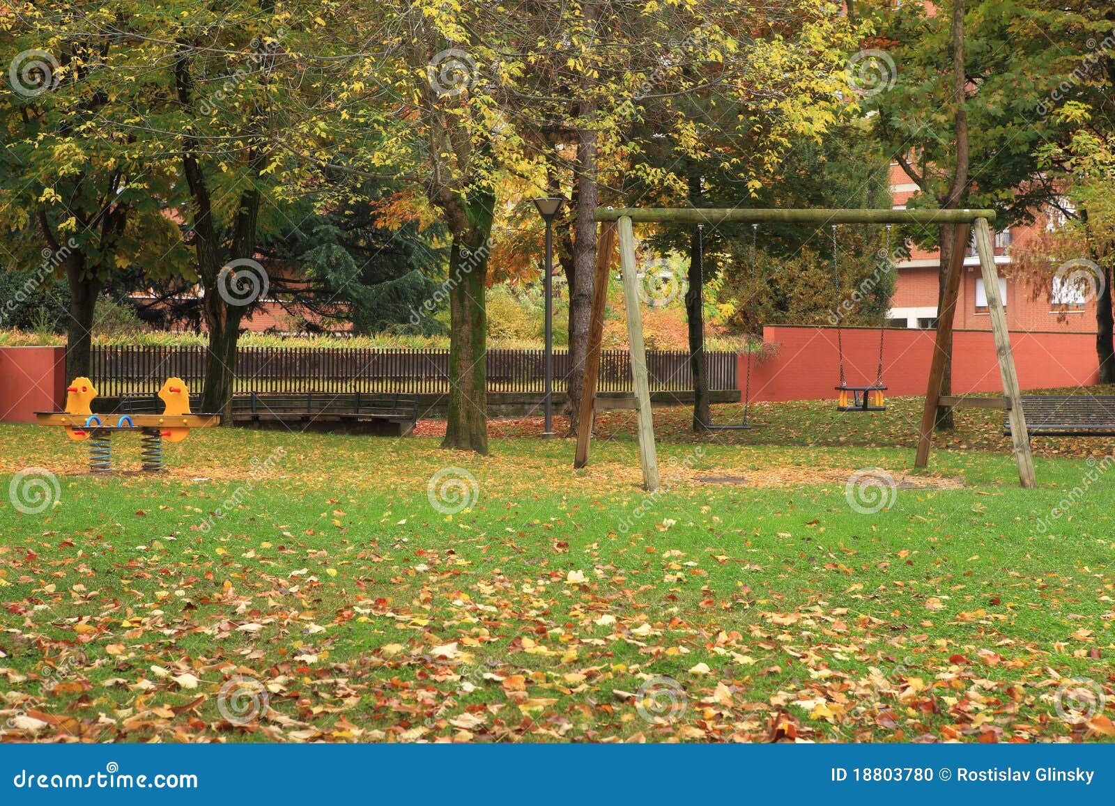 Playground at fall. stock photo. Image of play, nature - 18803780