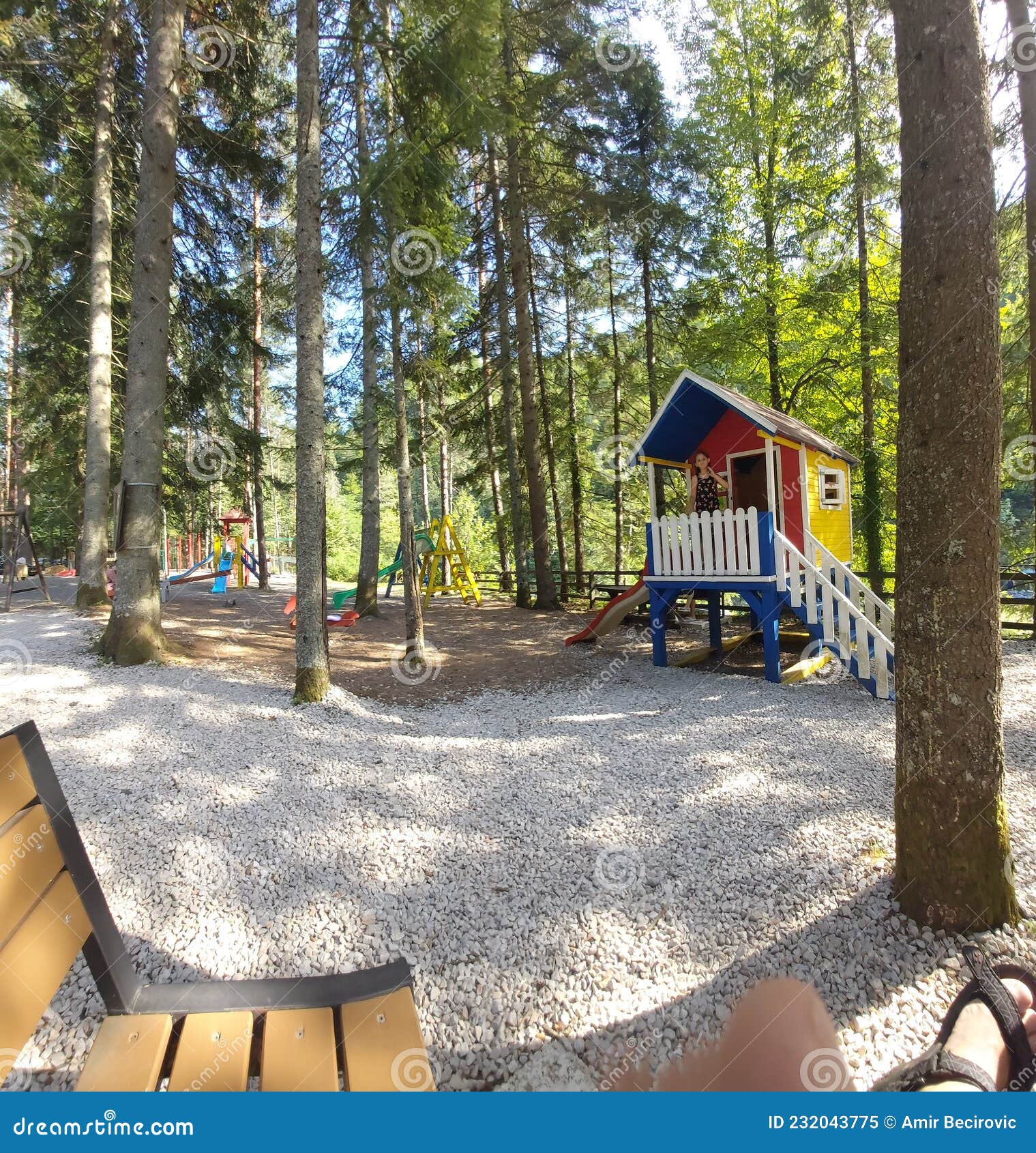 Playground in forest stock image. Image of recreation - 232043775