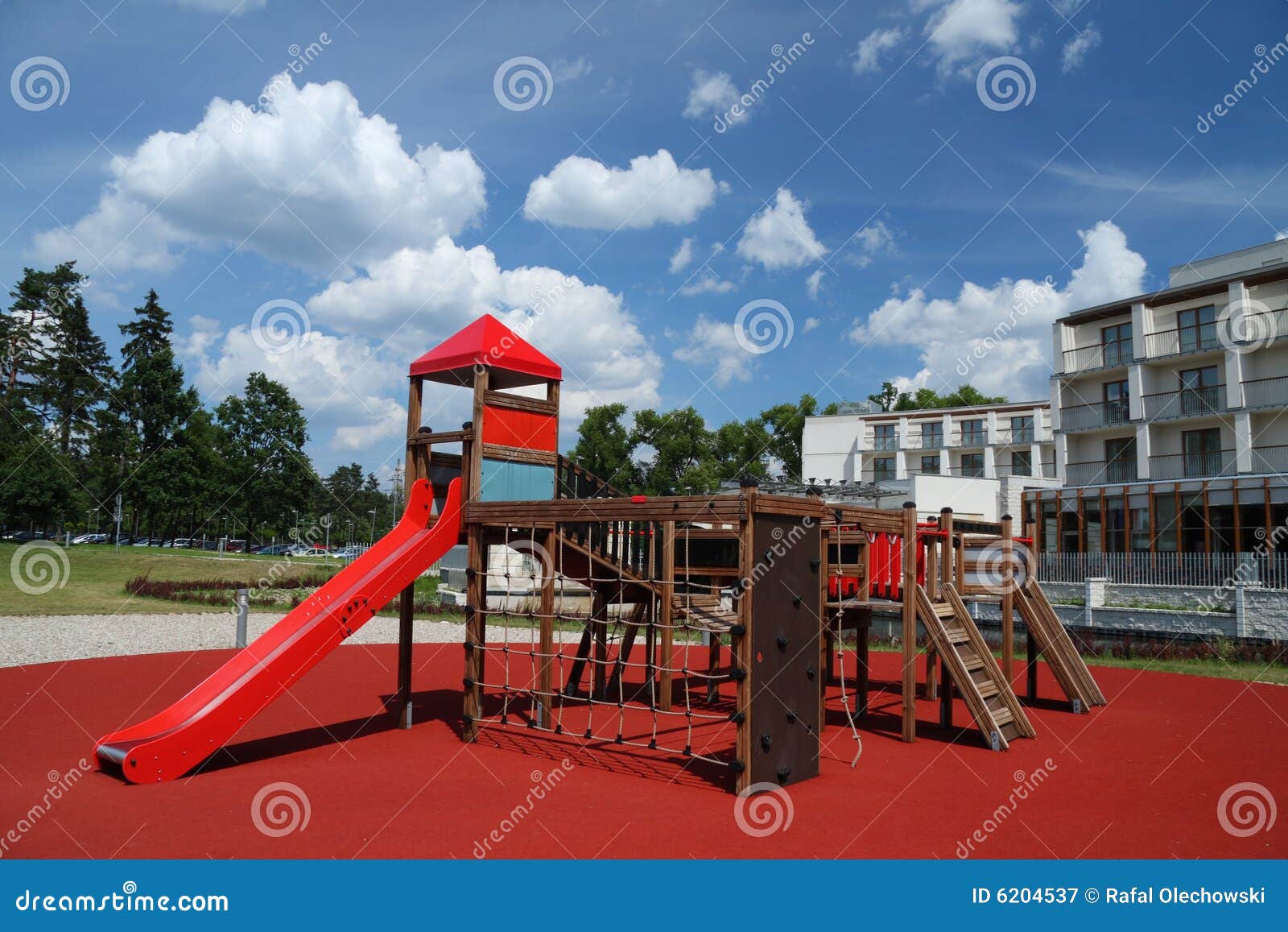 Playground in a Front of Modern Building Stock Image - Image of safety ...