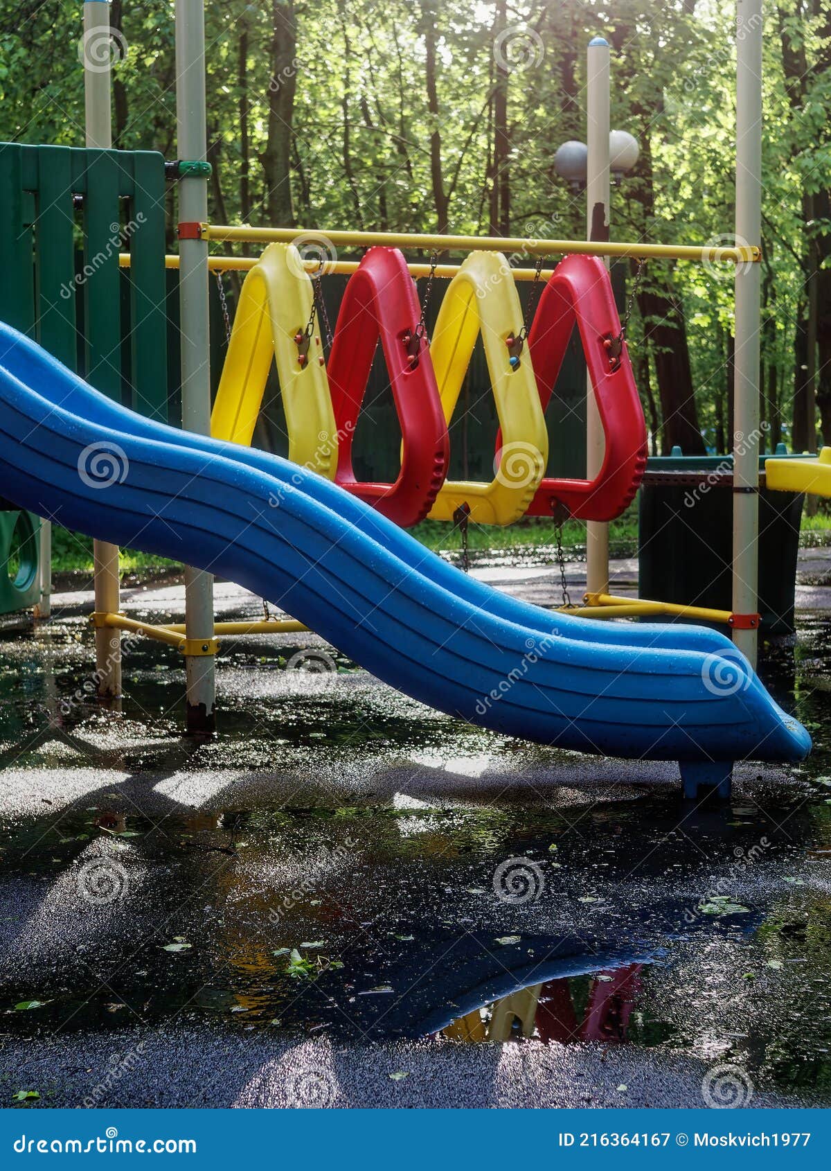 Playground after Heavy Rain Stock Image - Image of rain, city: 216364167