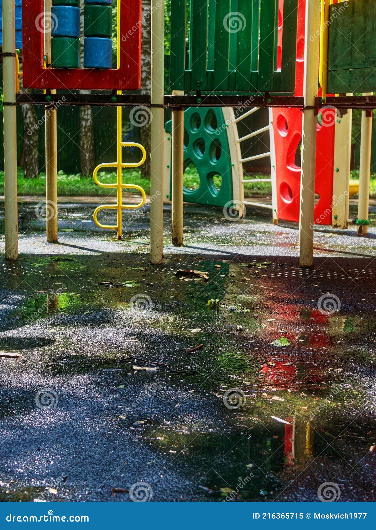 Playground after Heavy Rain Stock Image - Image of childhood, lake ...