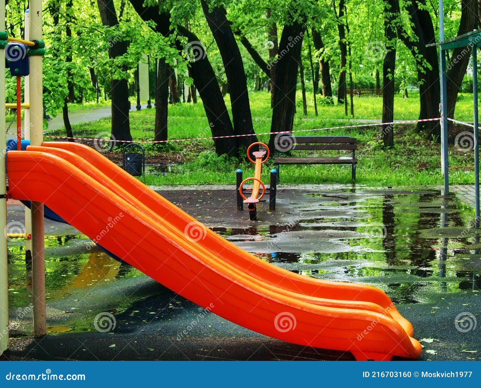 Playground after Heavy Rain Stock Photo - Image of area, childhood ...
