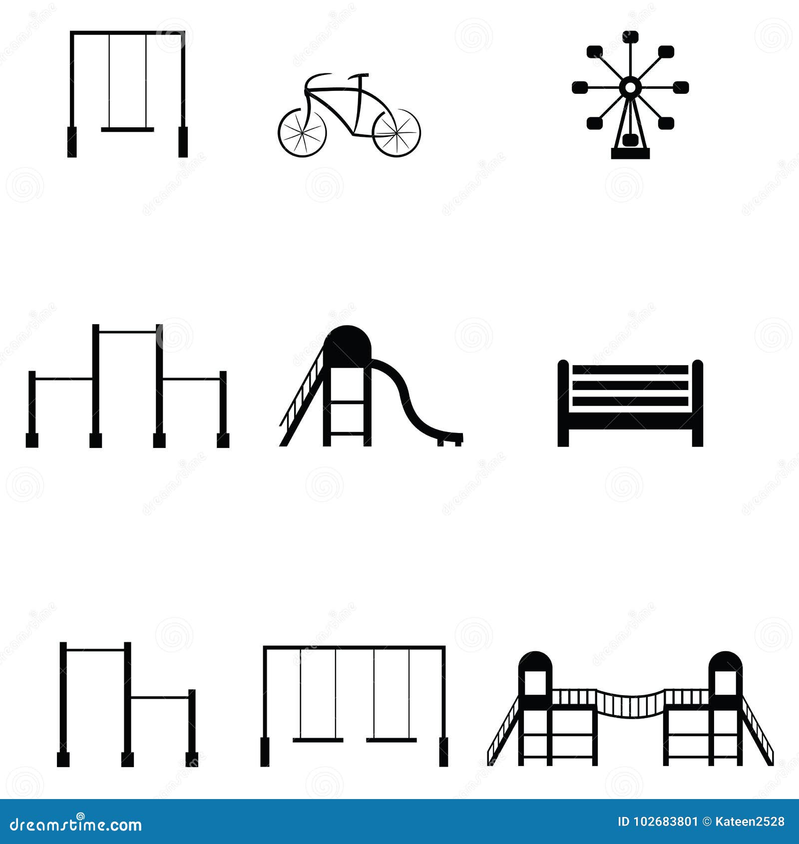 Playground icon set stock illustration. Illustration of icons - 102683801