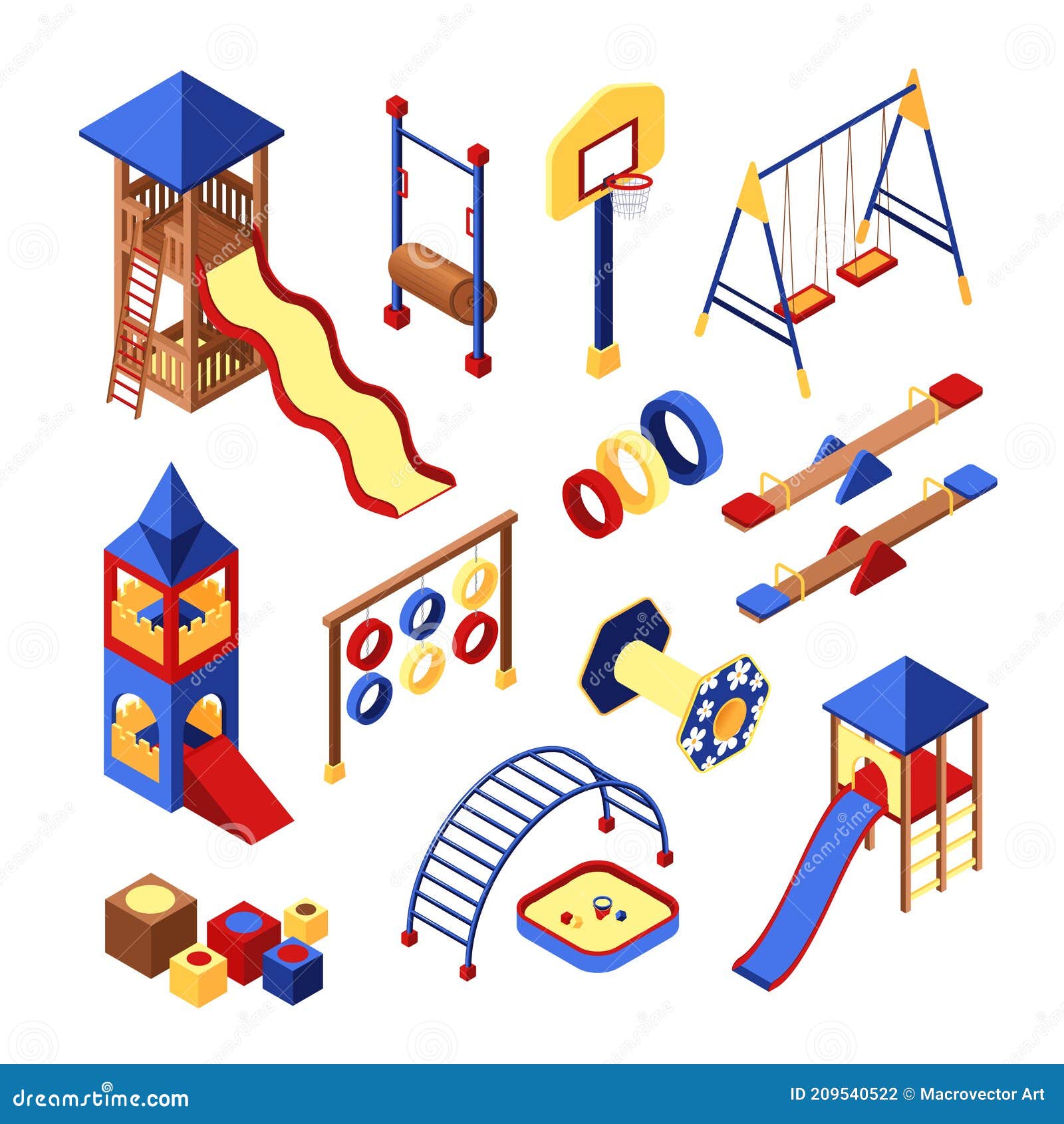 Playground Icons Set stock vector. Illustration of obstacle - 209540522