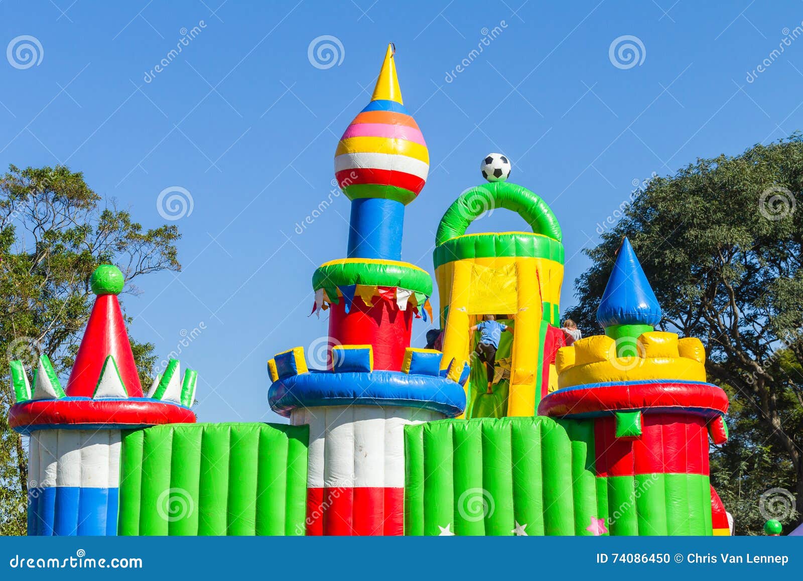 Playground Inflatable Castle Stock Photo - Image of mobile, inflated ...