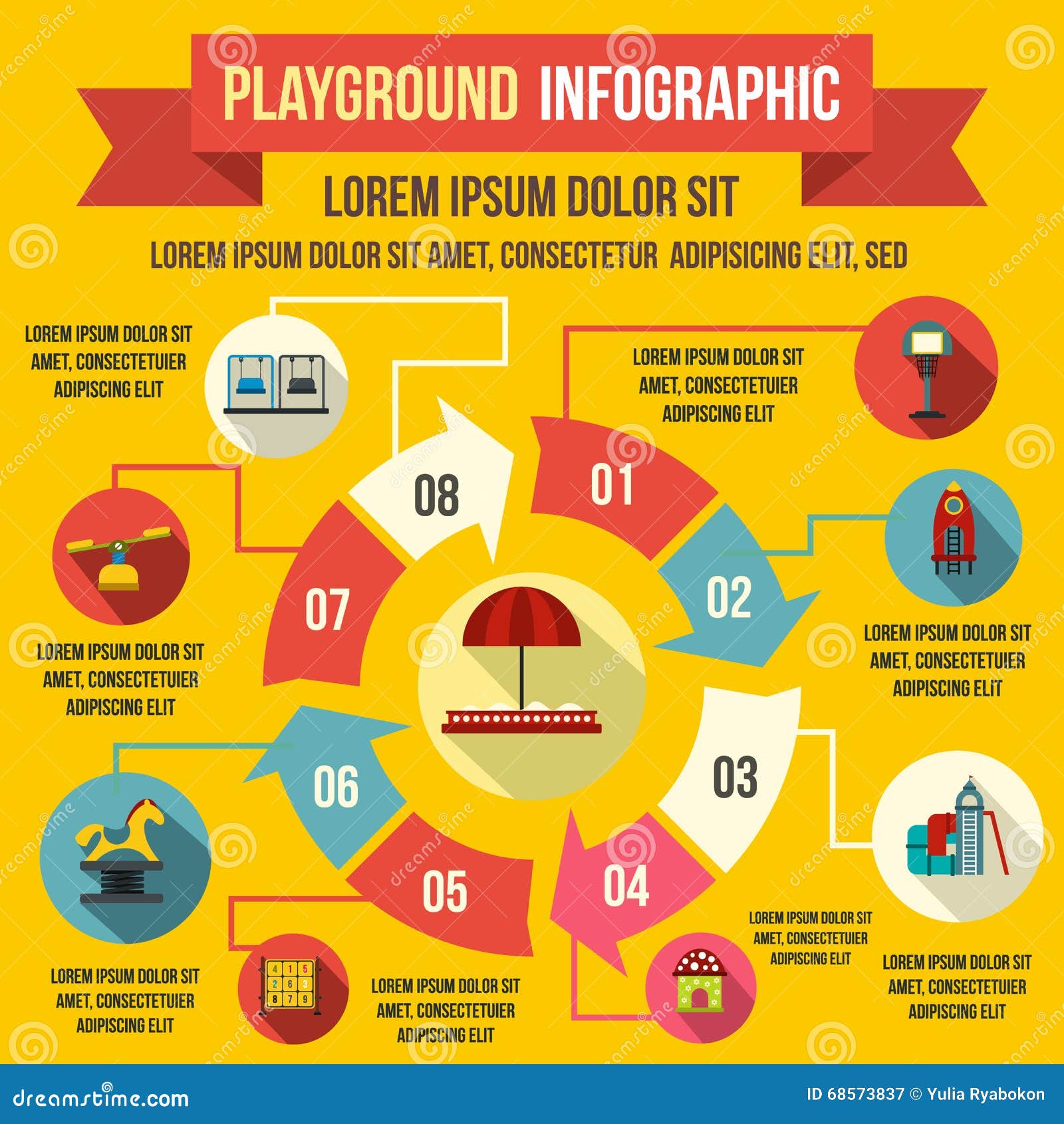 Playground Infographic Elements, Flat Style Stock Vector - Illustration ...