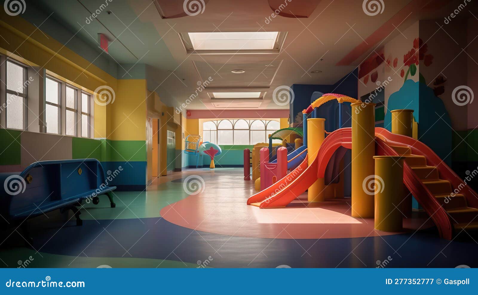 Playground Kid Zone in a School, AI Generative Stock Illustration ...