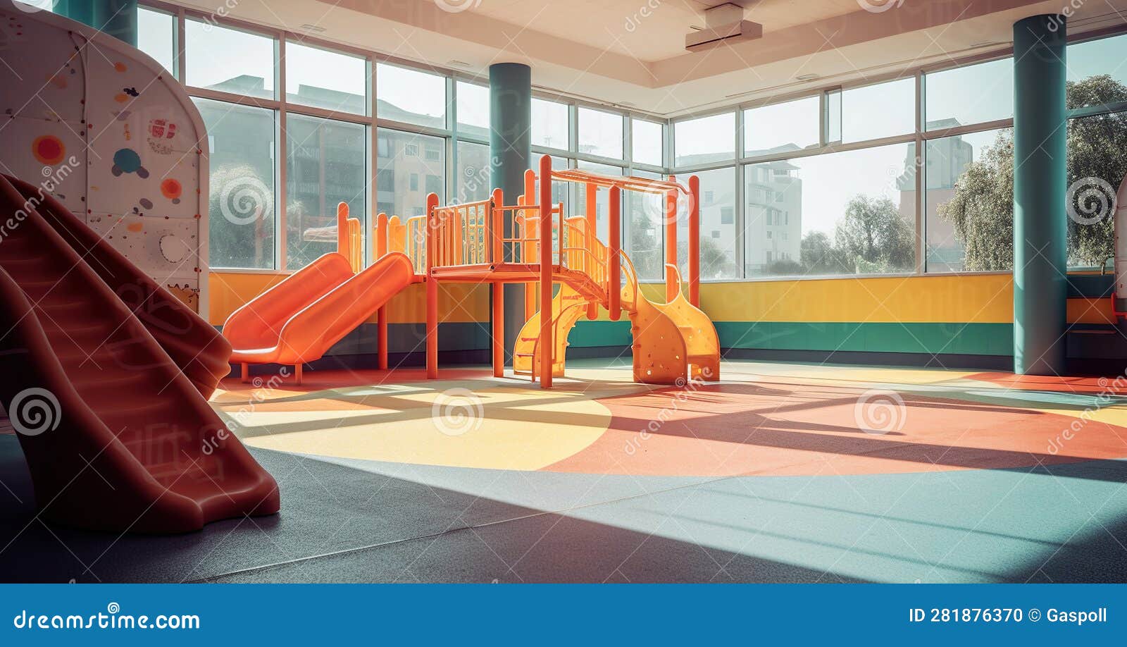 Playground Kid Zone in a School. Generative AI Stock Illustration ...