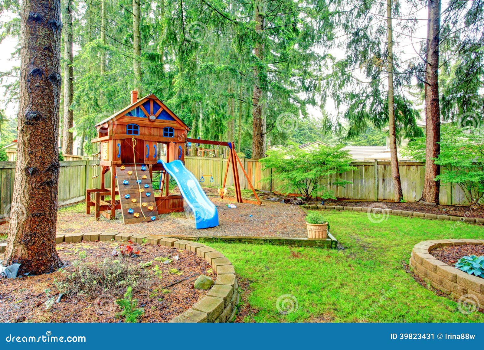 Playground for Kids. Backyard View Stock Image - Image of climbing ...