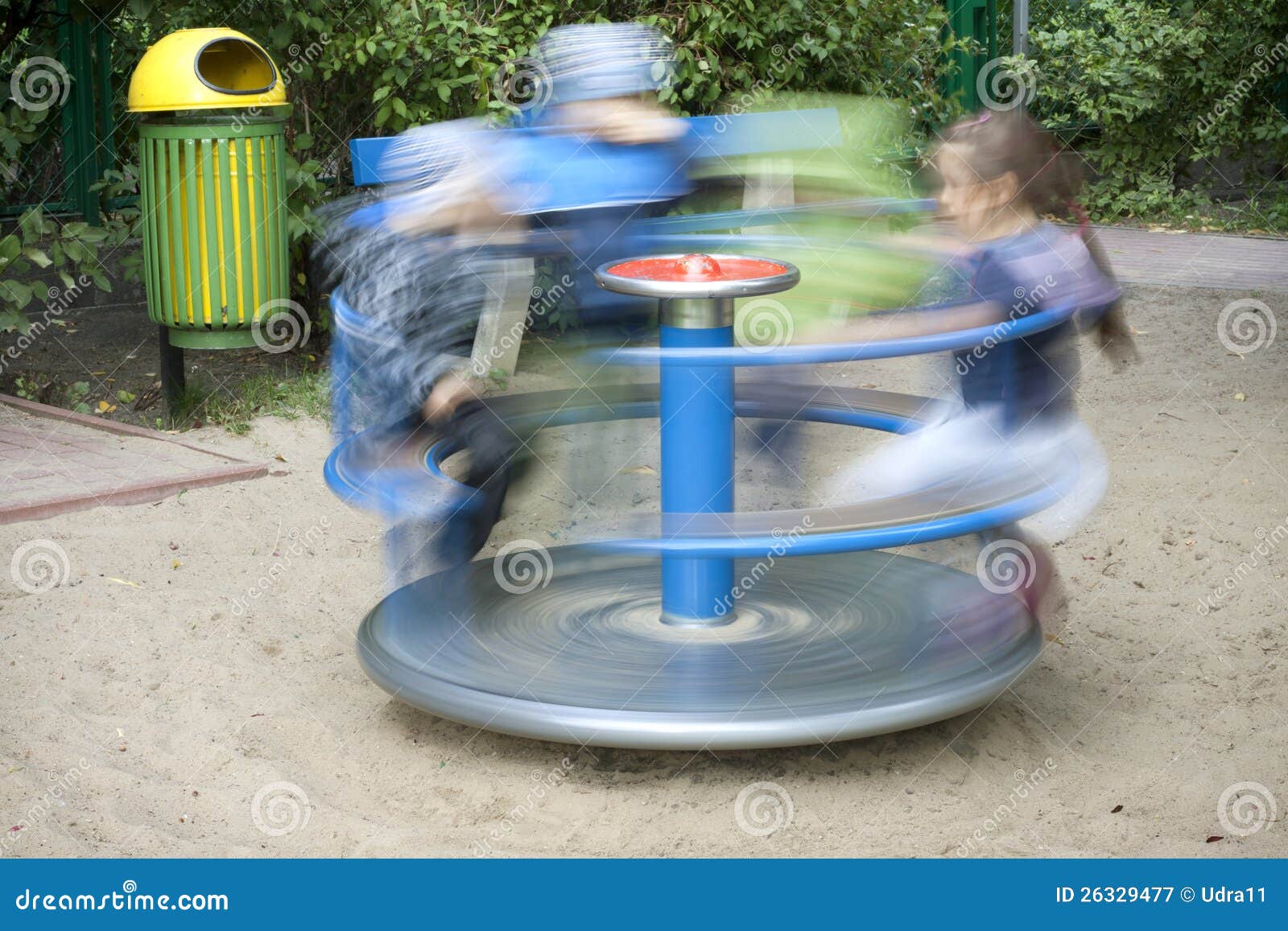 Playground with Kids and Carousel Stock Image - Image of motion ...