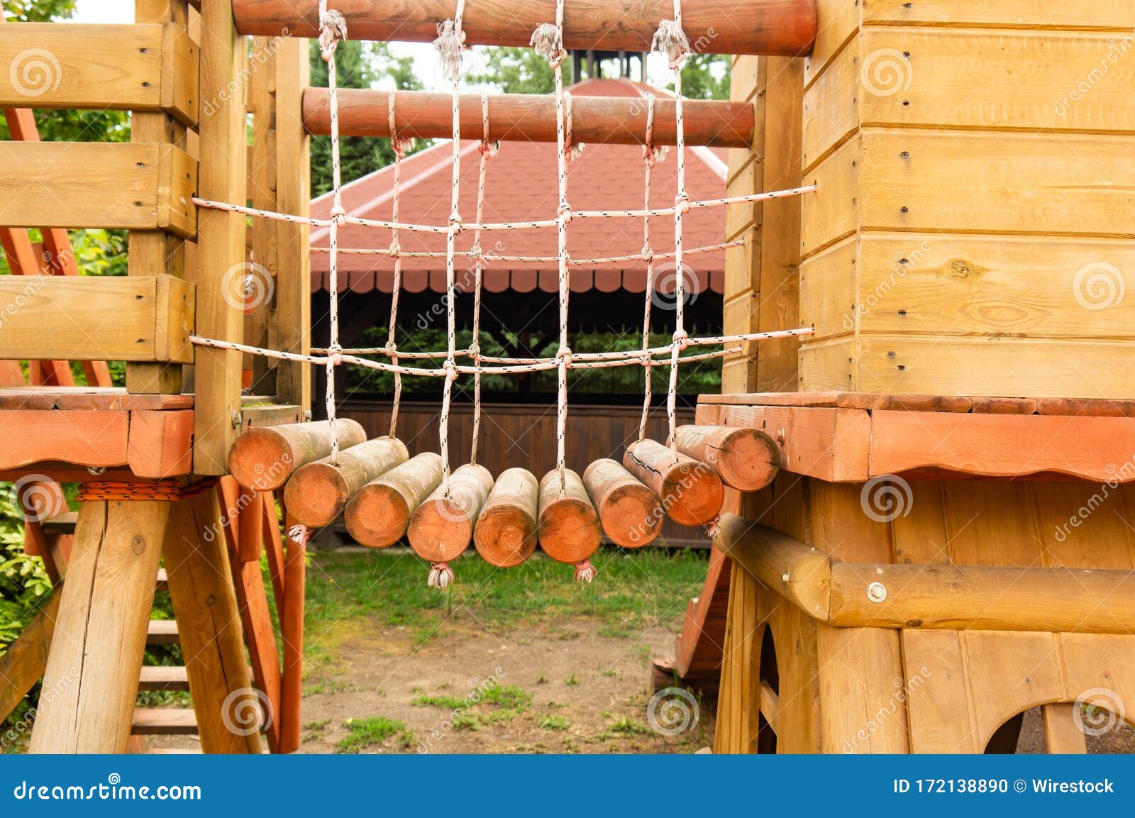 Playground Made of Wood for the Children in the Park Stock Photo ...