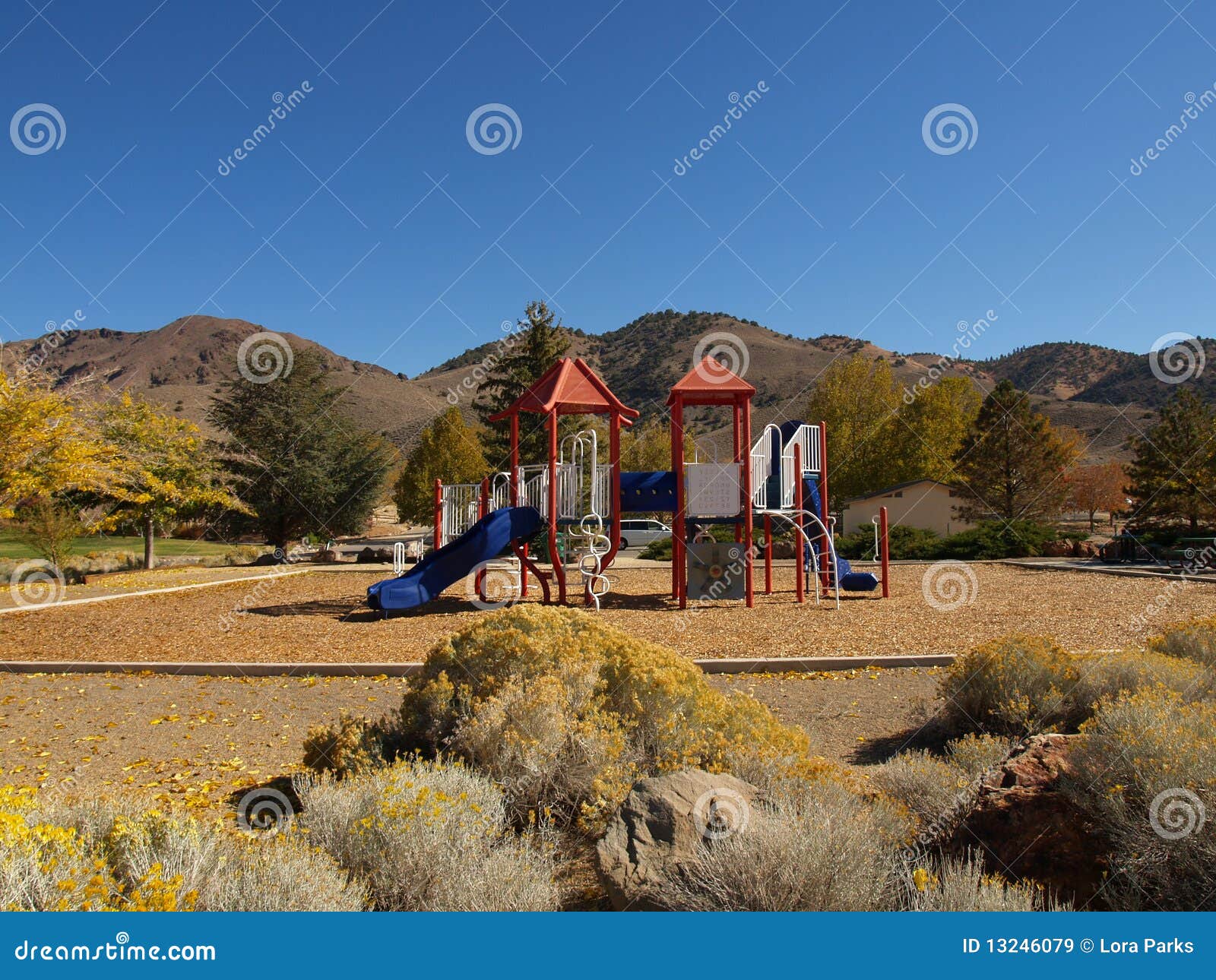 Playground in the Mountains Stock Image - Image of outside, natural ...