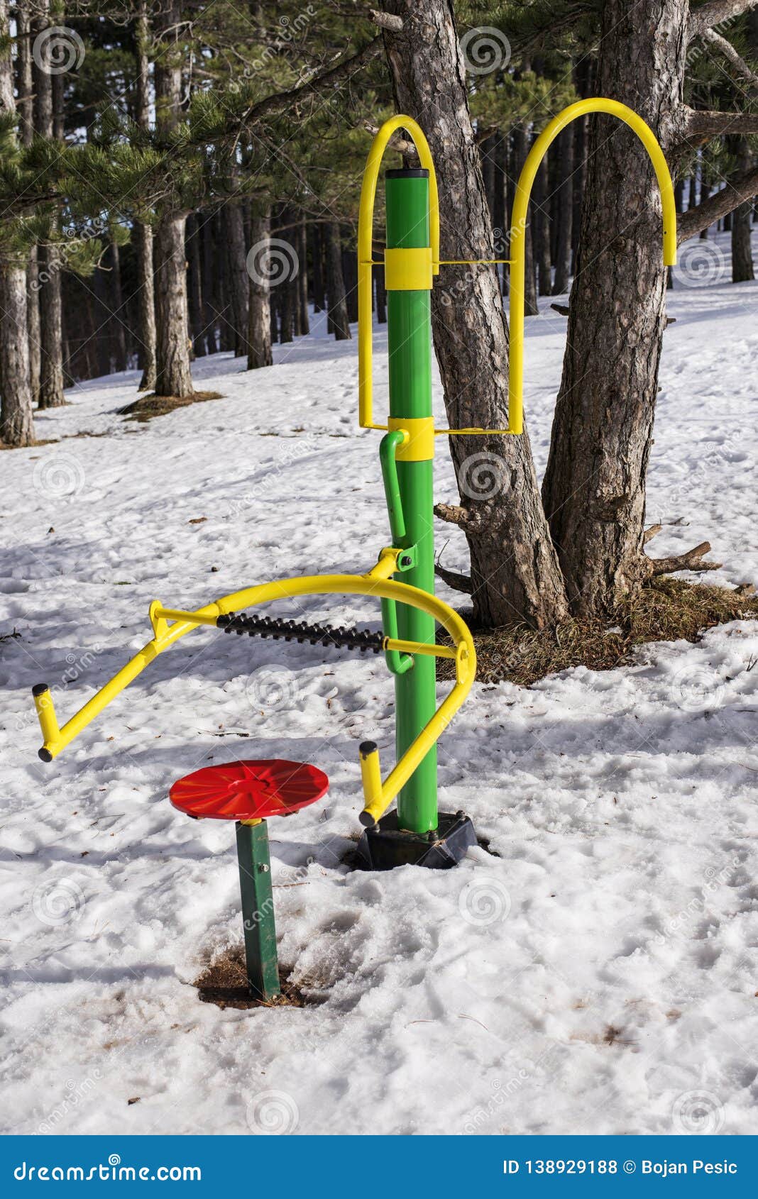 Playground in the Mountains Park Stock Photo - Image of snowy ...