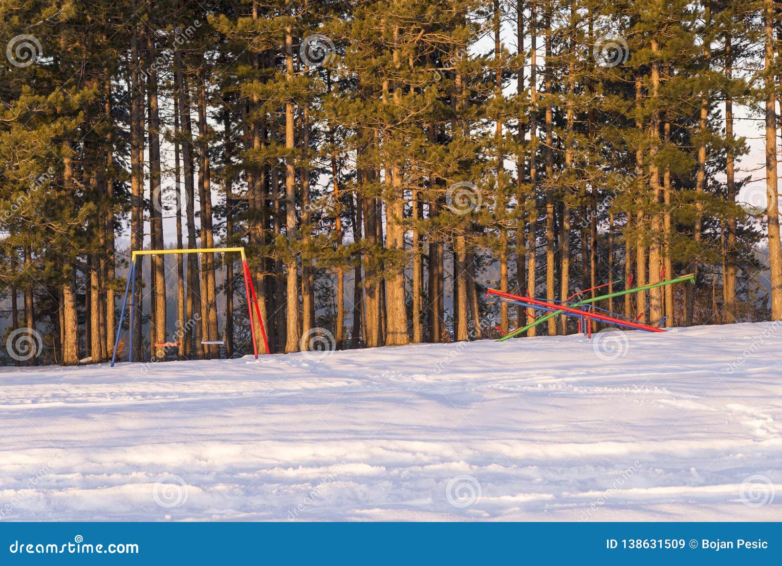Playground in the Mountains Park Stock Image - Image of frozen, beauty ...