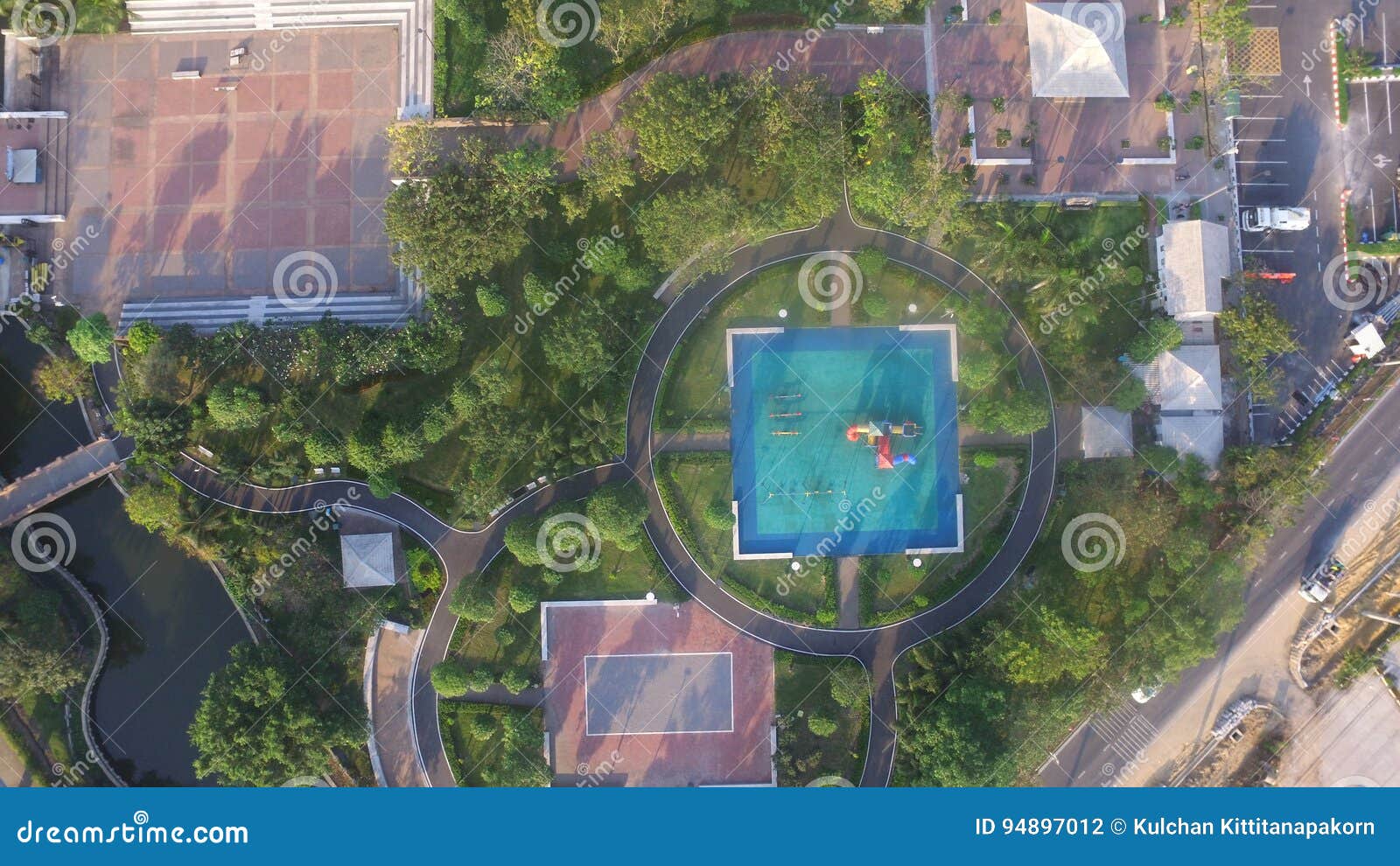 Playground Park Drone Ariel View Top and Tree Relax Landmark Stock ...