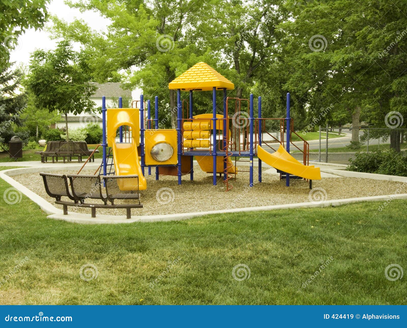 Playground at Park in Primary Colors Stock Image - Image of bright ...