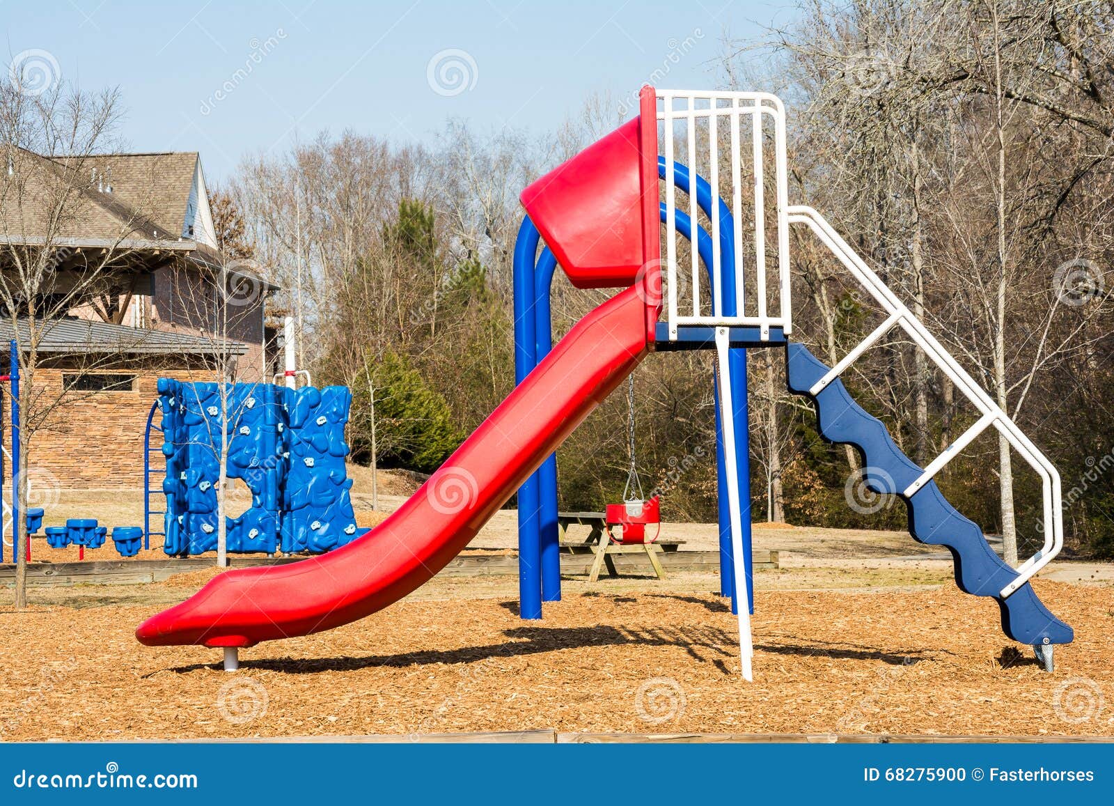 Playground in Park. stock photo. Image of clear, slide - 68275900
