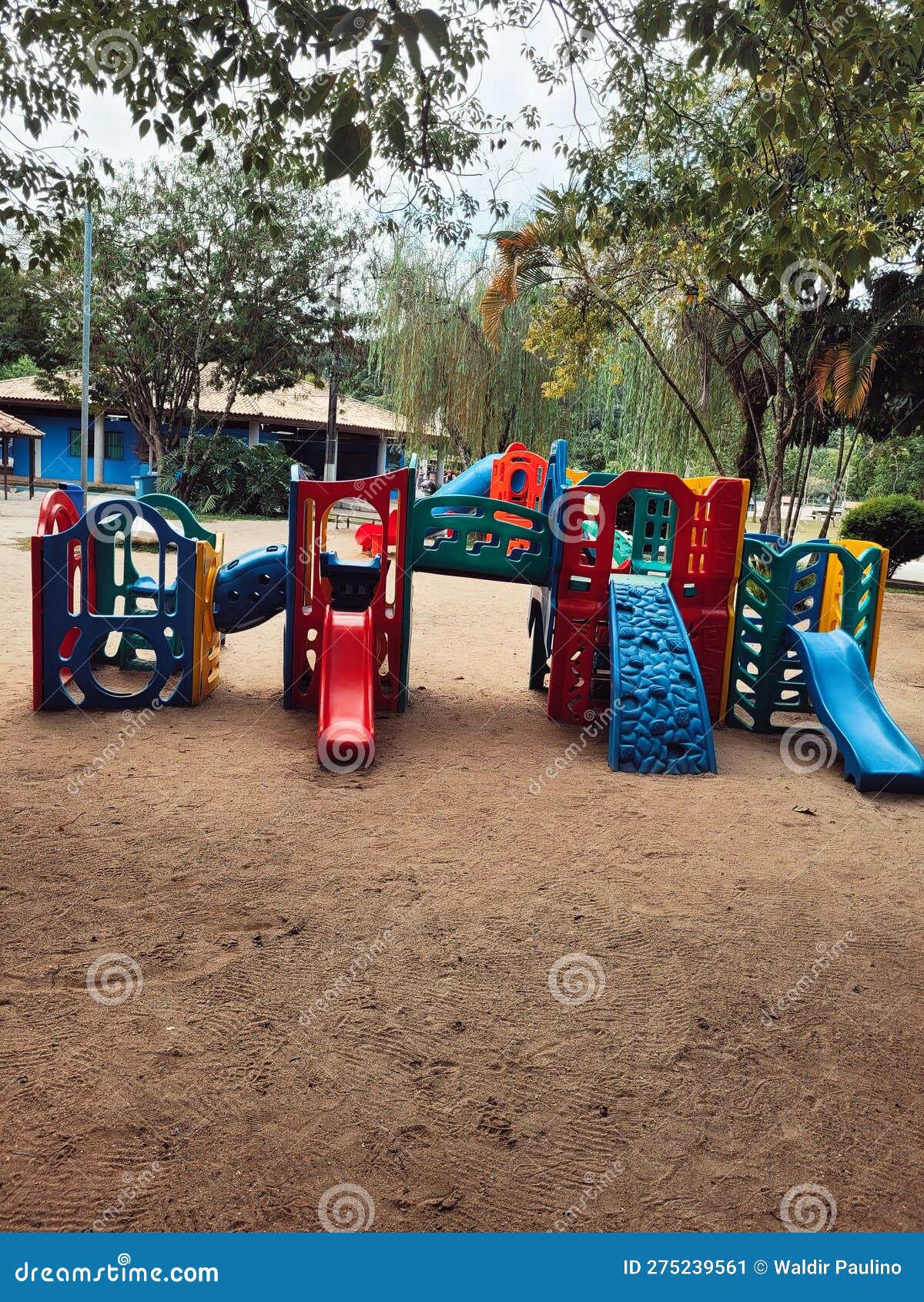 Playground in a Park Surrounded by Trees Stock Image - Image of trees ...