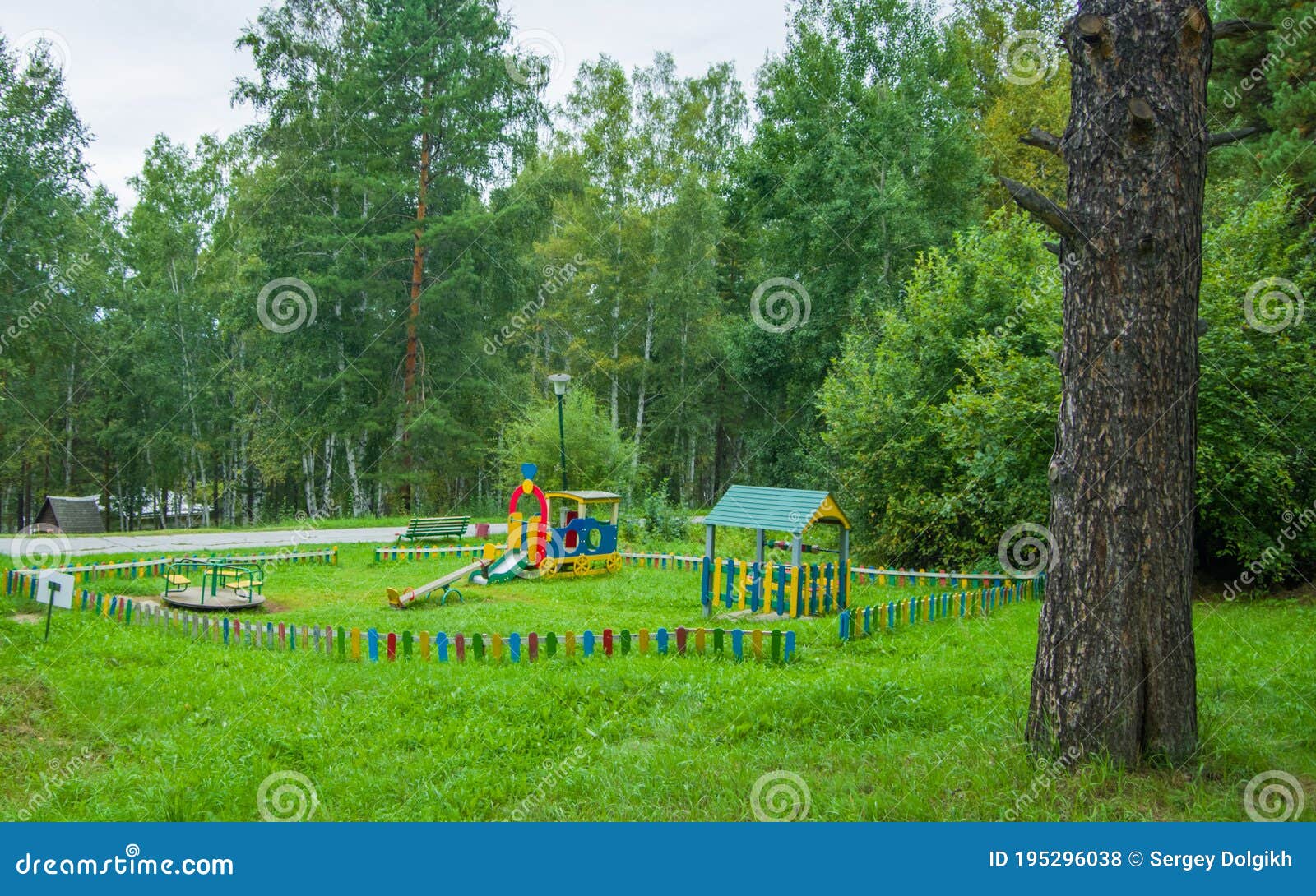 Playground in the Park among the Trees Stock Photo - Image of tree ...