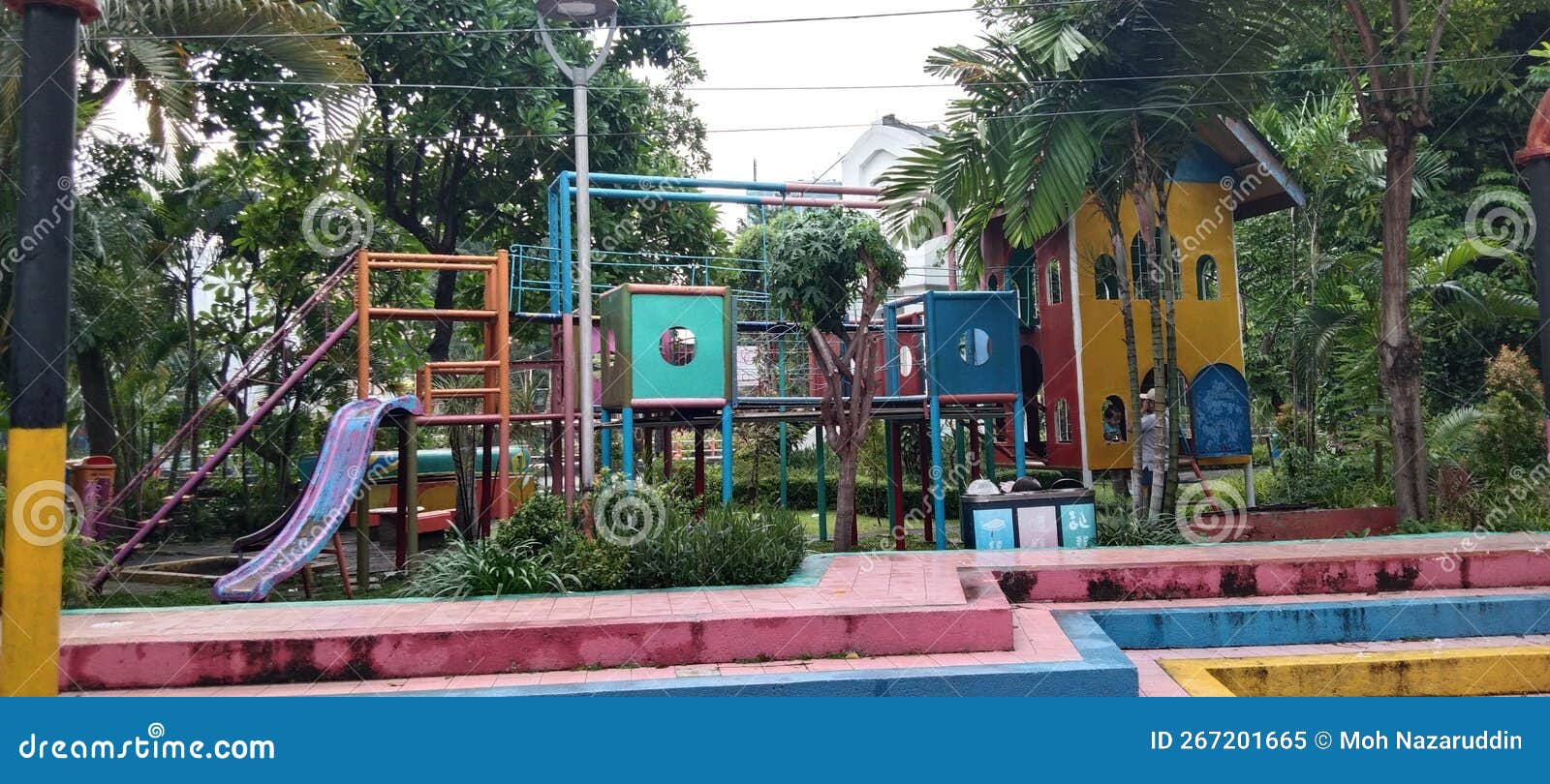 Playground after rain stock image. Image of child, clowdy - 267201665