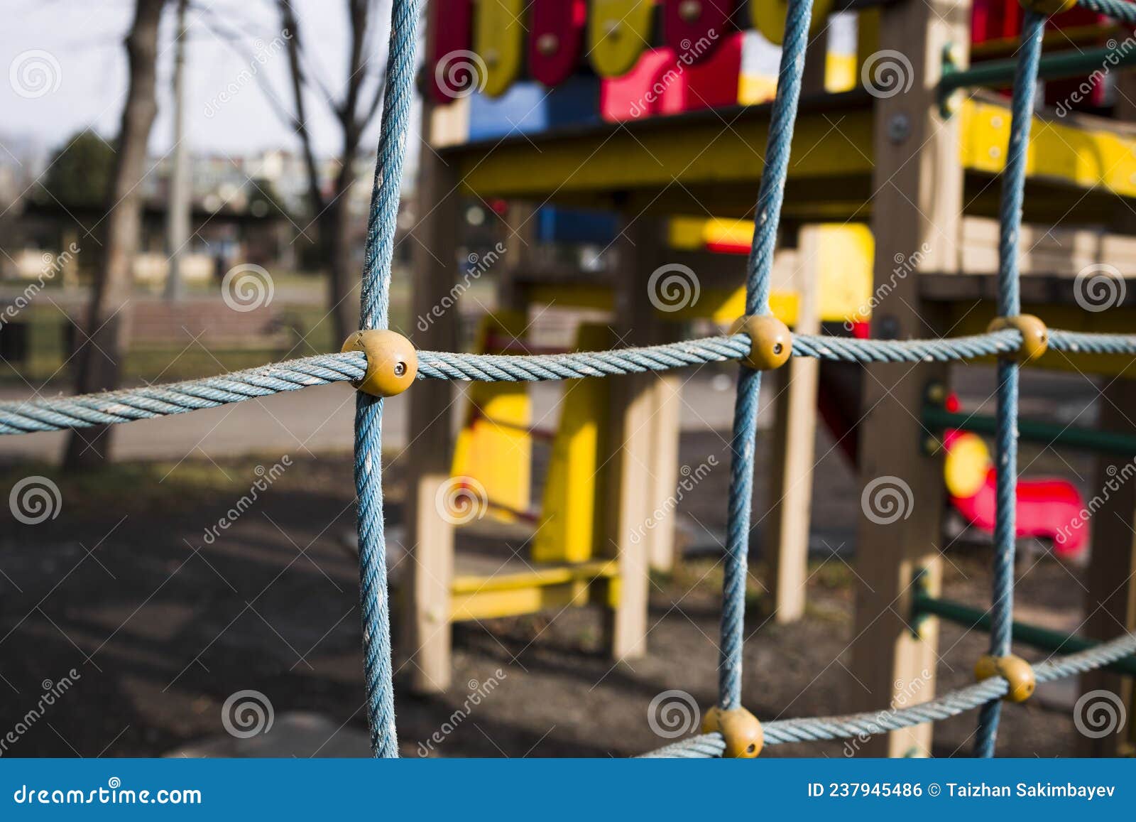 Playground with Rope Net for Climbing , Close Up View Stock Photo ...