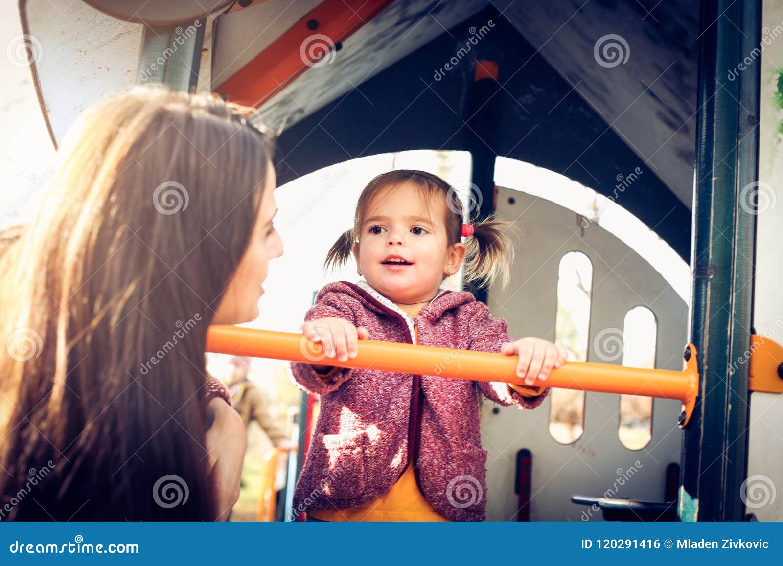 Playground. stock photo. Image of daughter, autumn, parent - 120291416