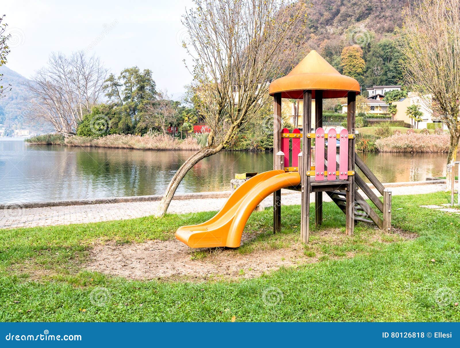 Playground Slide in the Park. Stock Photo - Image of park, recreation ...
