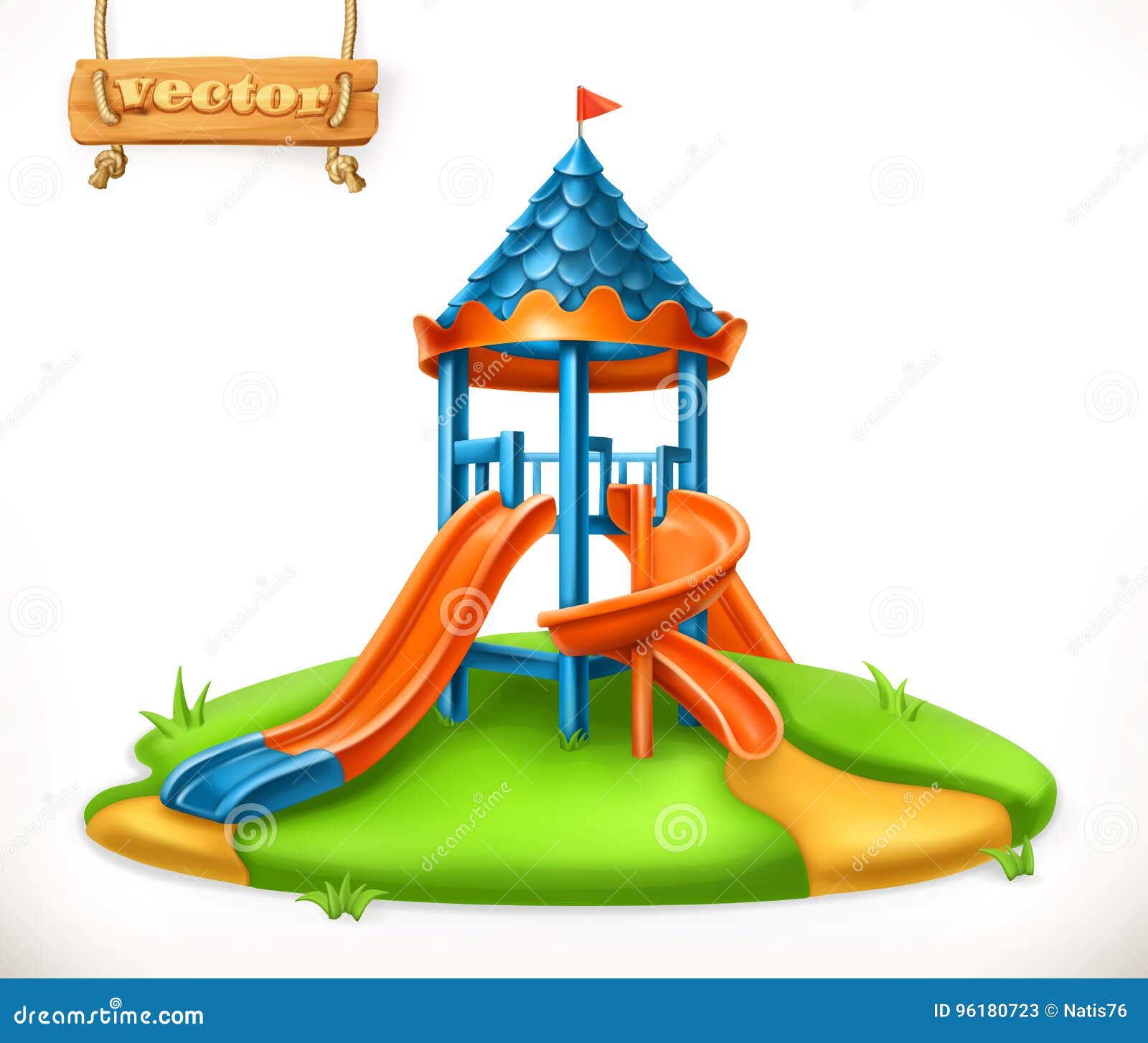 Playground Slide. Play Area for Children, Vector Icon Stock Vector ...