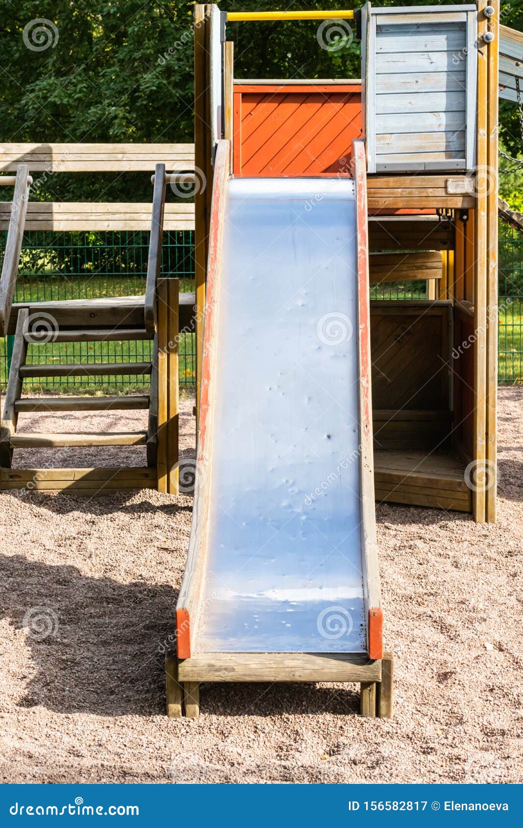 Playground Slide on the Sand at Summer Stock Image - Image of sand ...